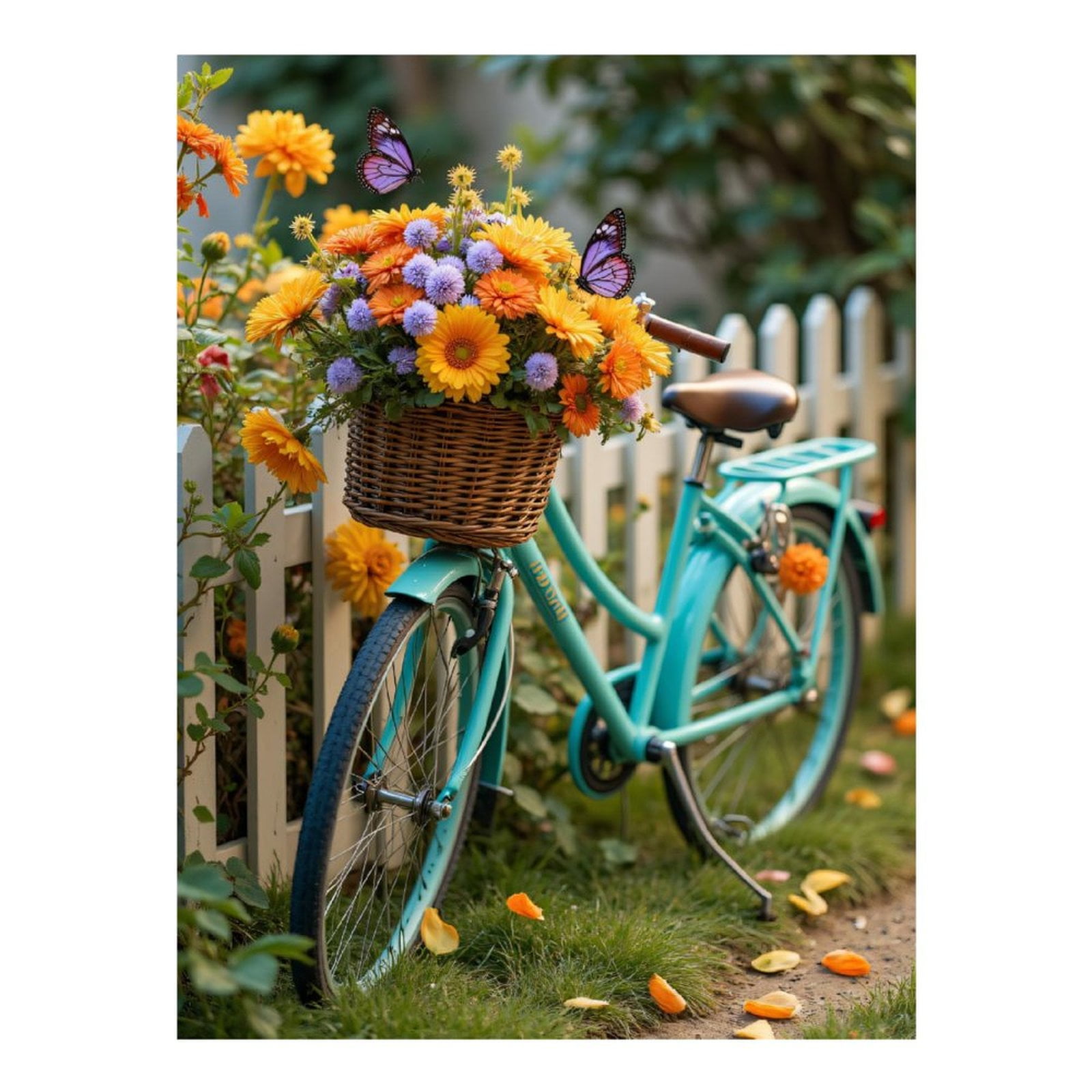 Diamond Art Kits for Adults - 5d Bicycle Flower Basket Butterflies Garden Diamond Painting for ...