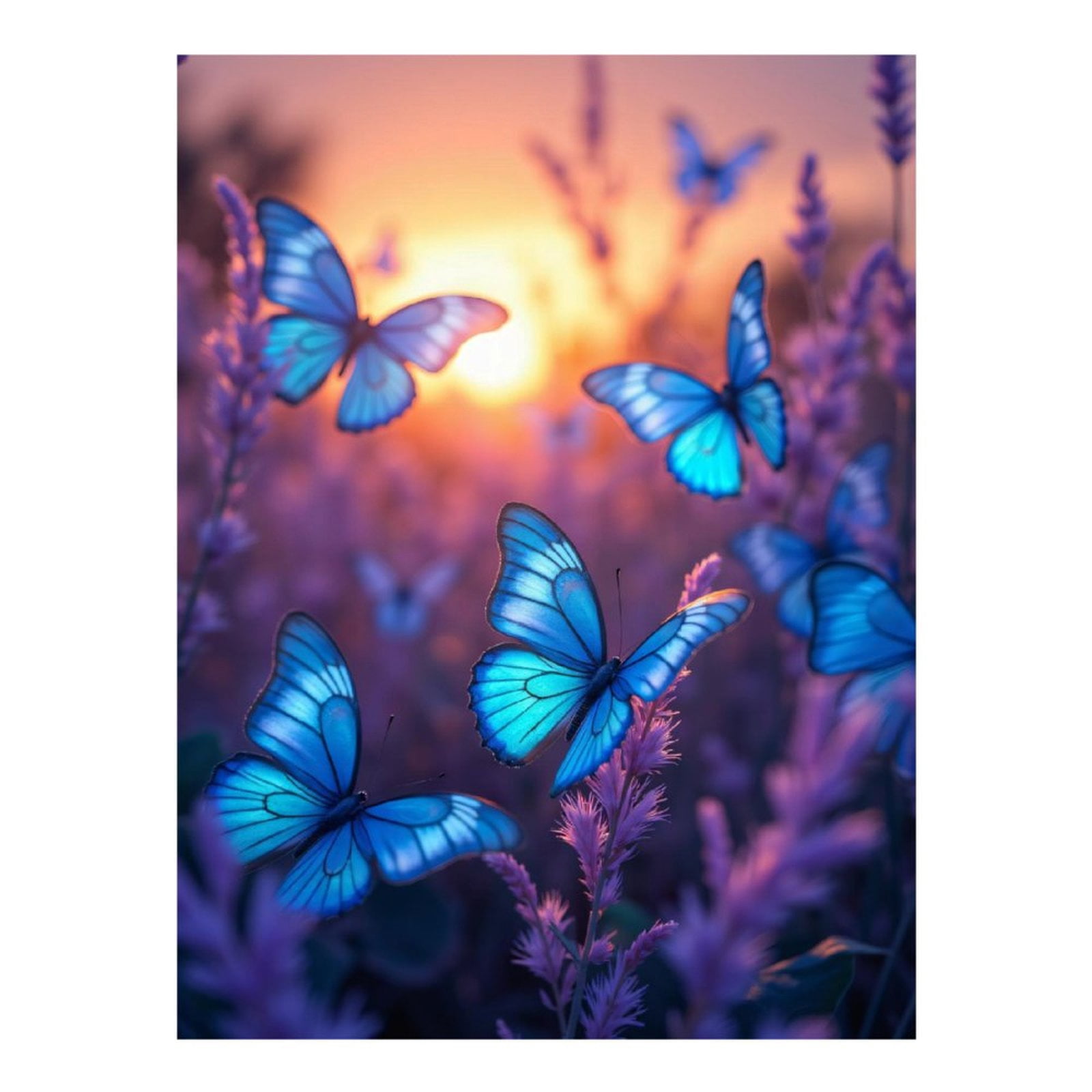 Diamond Art Kits for Adults - 5d Blue Butterflies Sunset Flight Diamond ...
