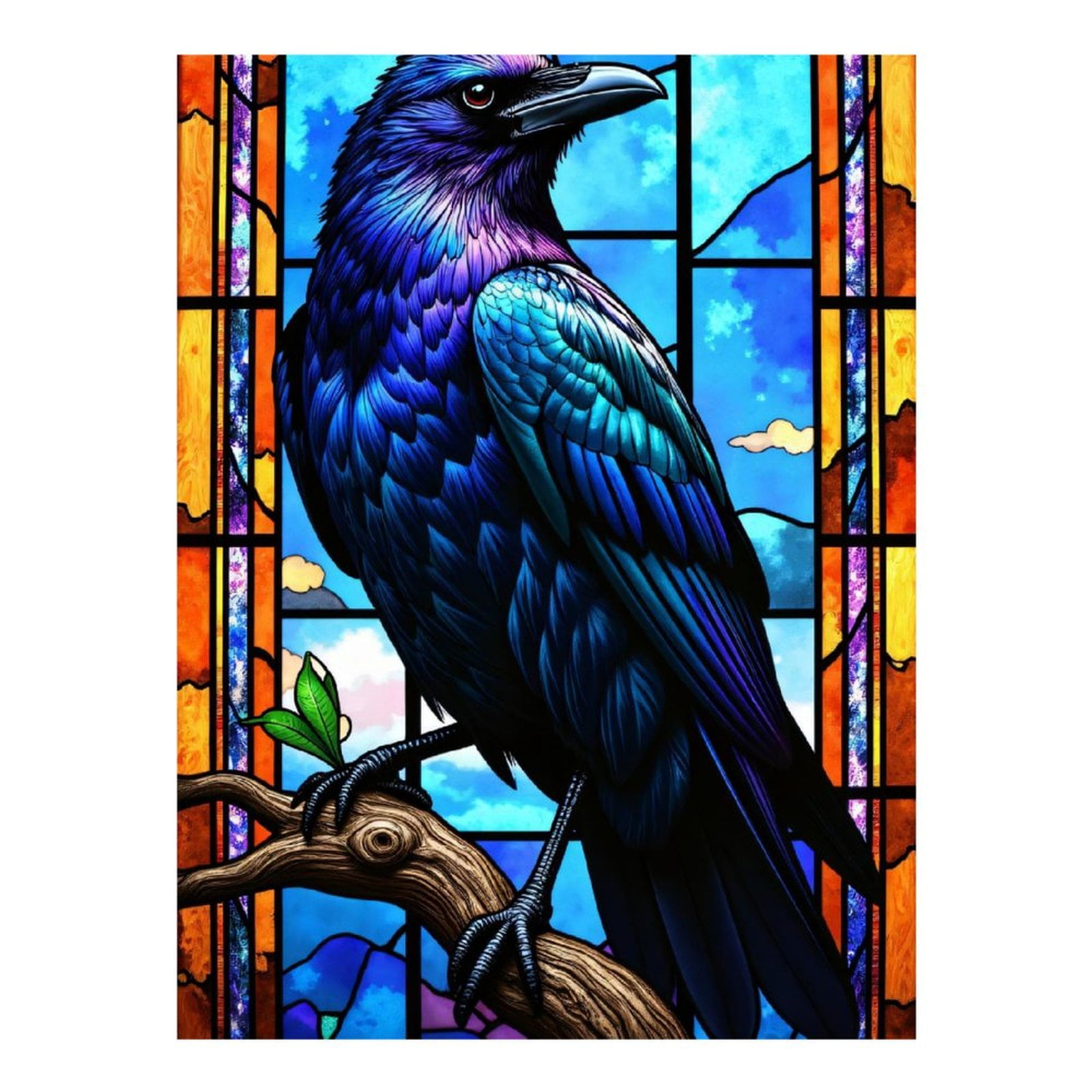 Diamond Art Kits for Adults - 5d Blue Raven Stained Glass Artwork ...