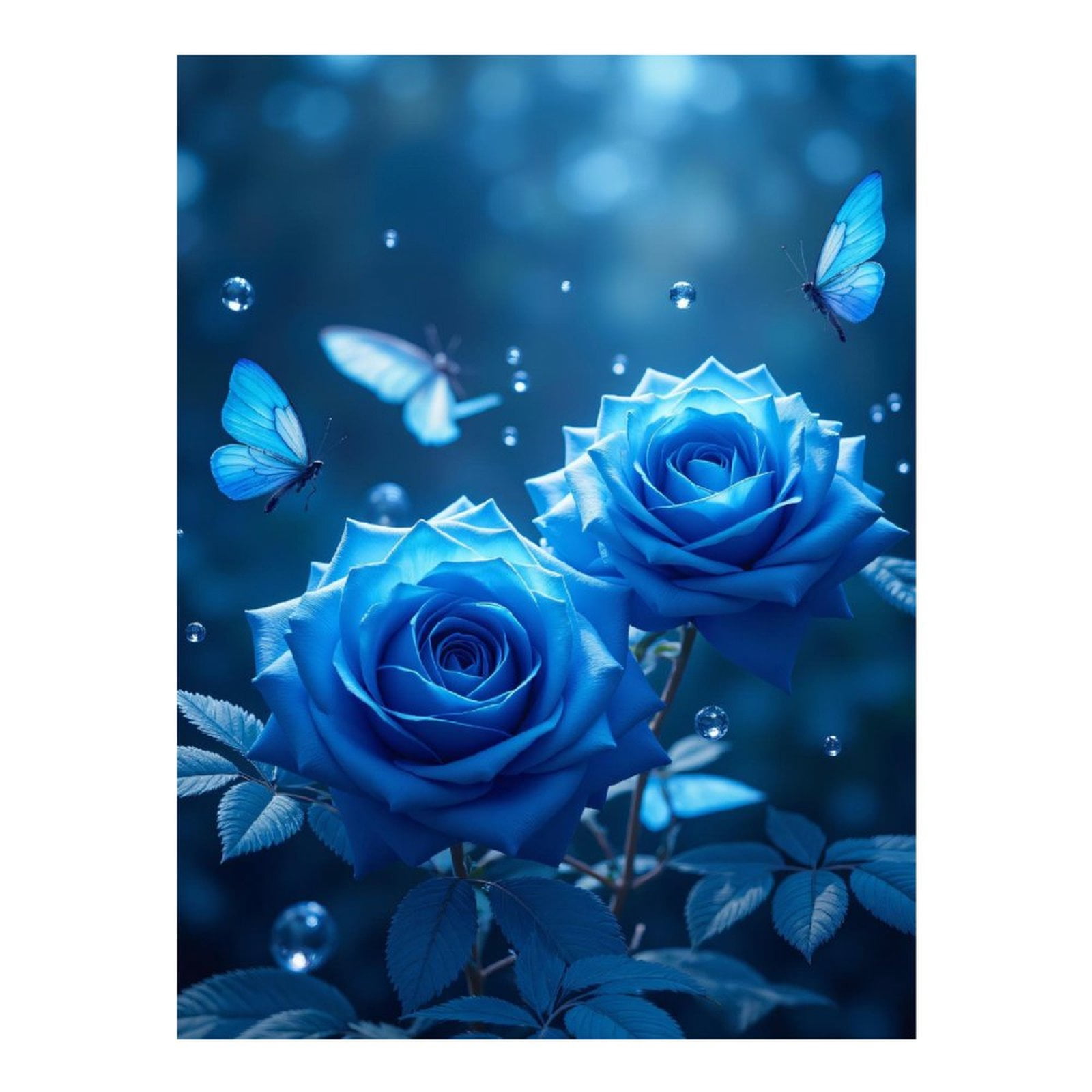 Diamond Art Kits for Adults - 5d Blue Roses Butterflies Dew Blooms ...