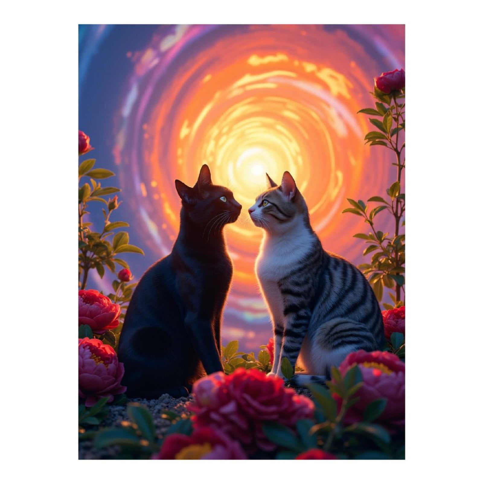 Diamond Art Kits for Adults - 5d Cats Stargazing Floral Portal Diamond ...