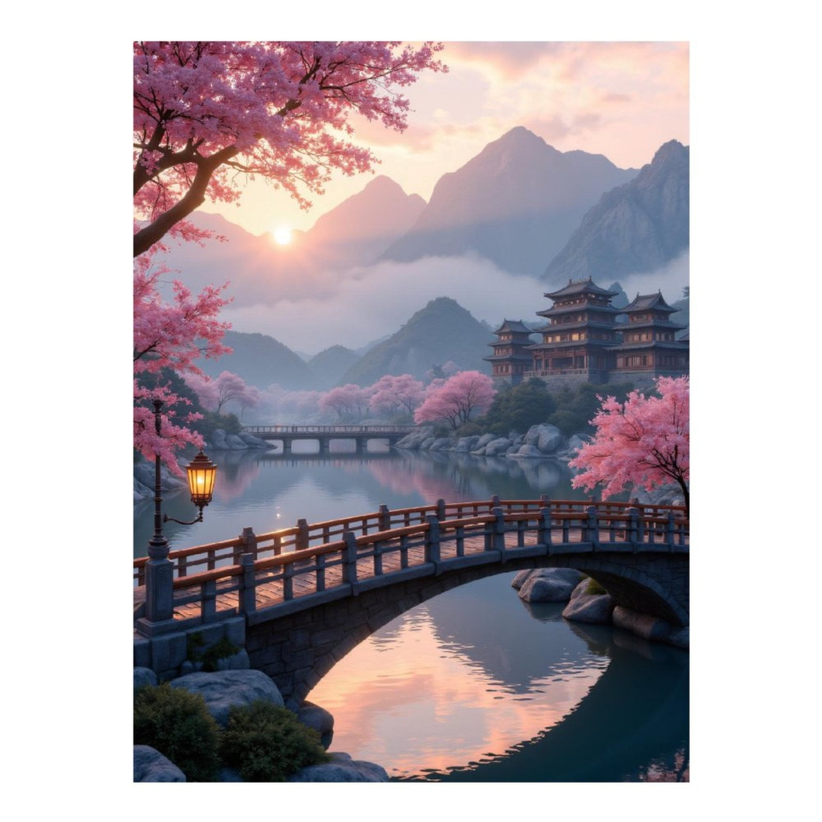 Diamond Art Kits for Adults - 5d Cherry Blossom Sunrise Serenity ...