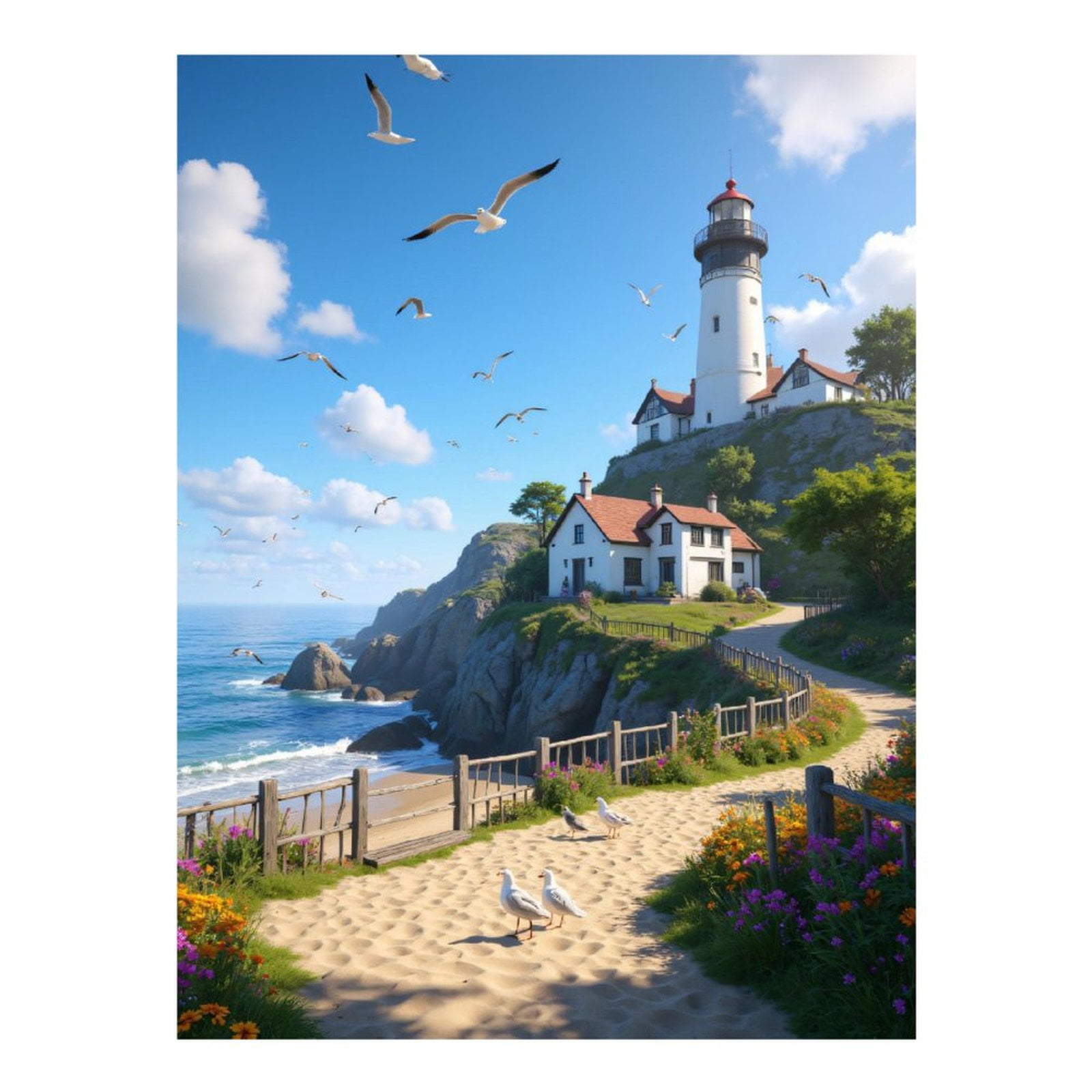 Diamond Art Kits for Adults - 5d Coastal Lighthouse Scenic Pathway ...