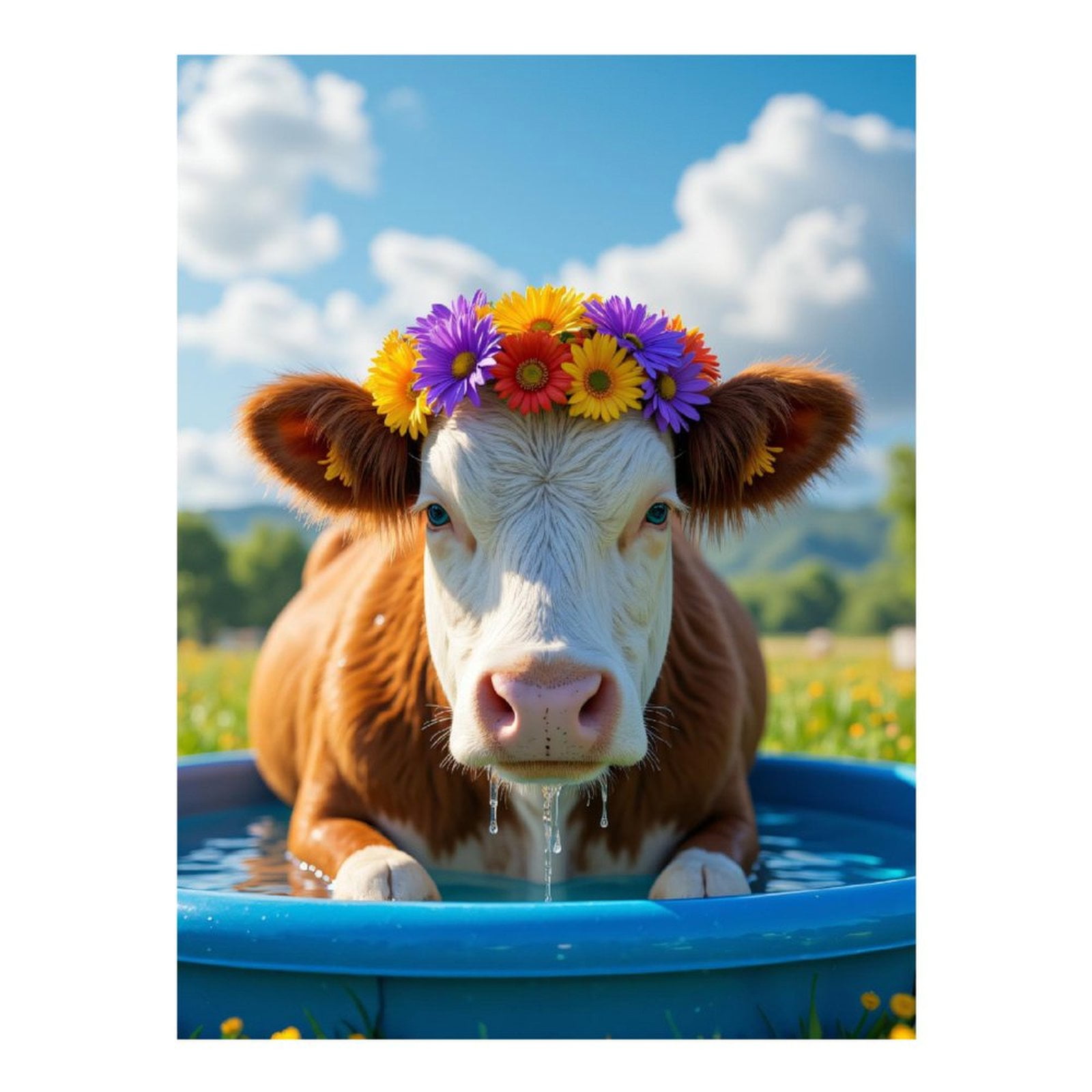 Diamond Art Kits for Adults - 5d Cow With Floral Crown Pool Fun Diamond ...