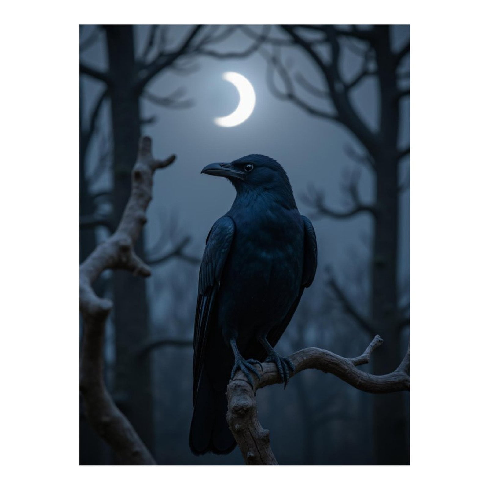 Diamond Art Kits for Adults - 5d Crow Silent Night Crescent Moon ...