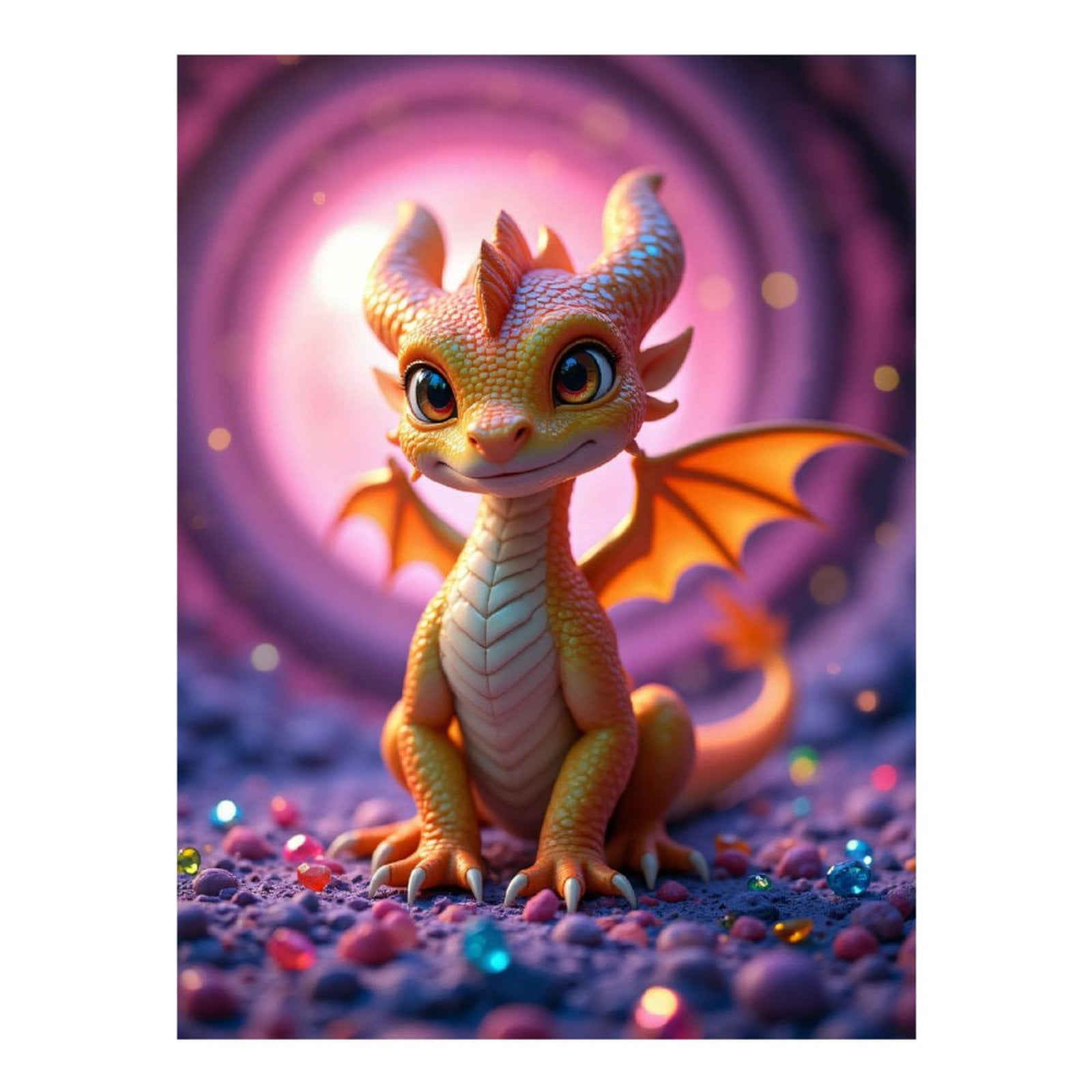 Diamond Art Kits for Adults - 5d Cute Orange Dragon Fantasy Creature ...