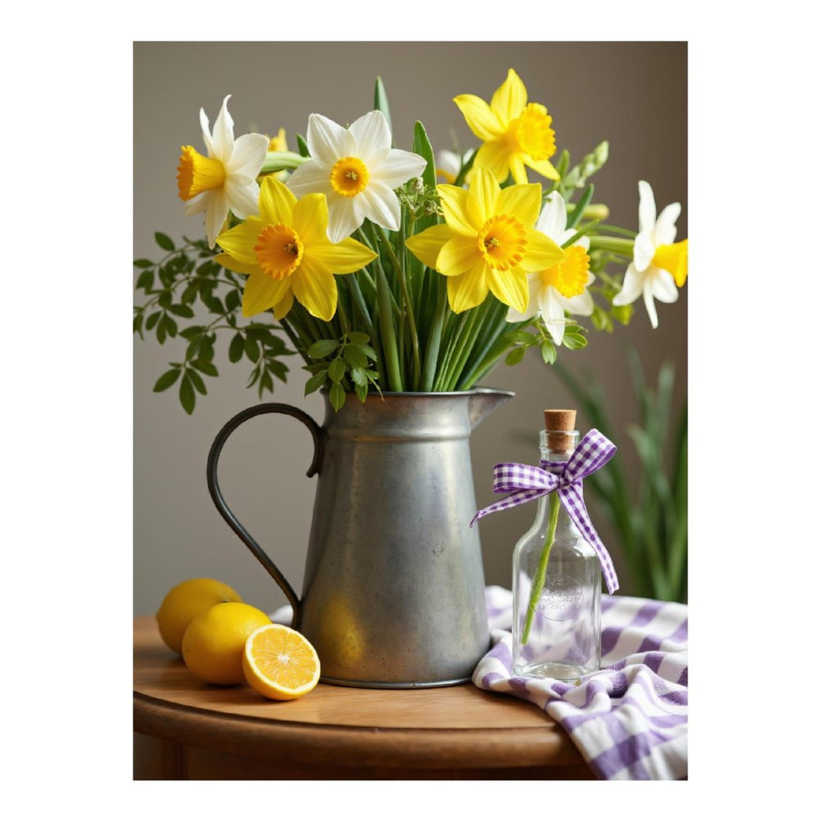 Diamond Art Kits for Adults - 5d Daffodils Metal Jug Lemons Bottle Decor Diamond Painting for ...