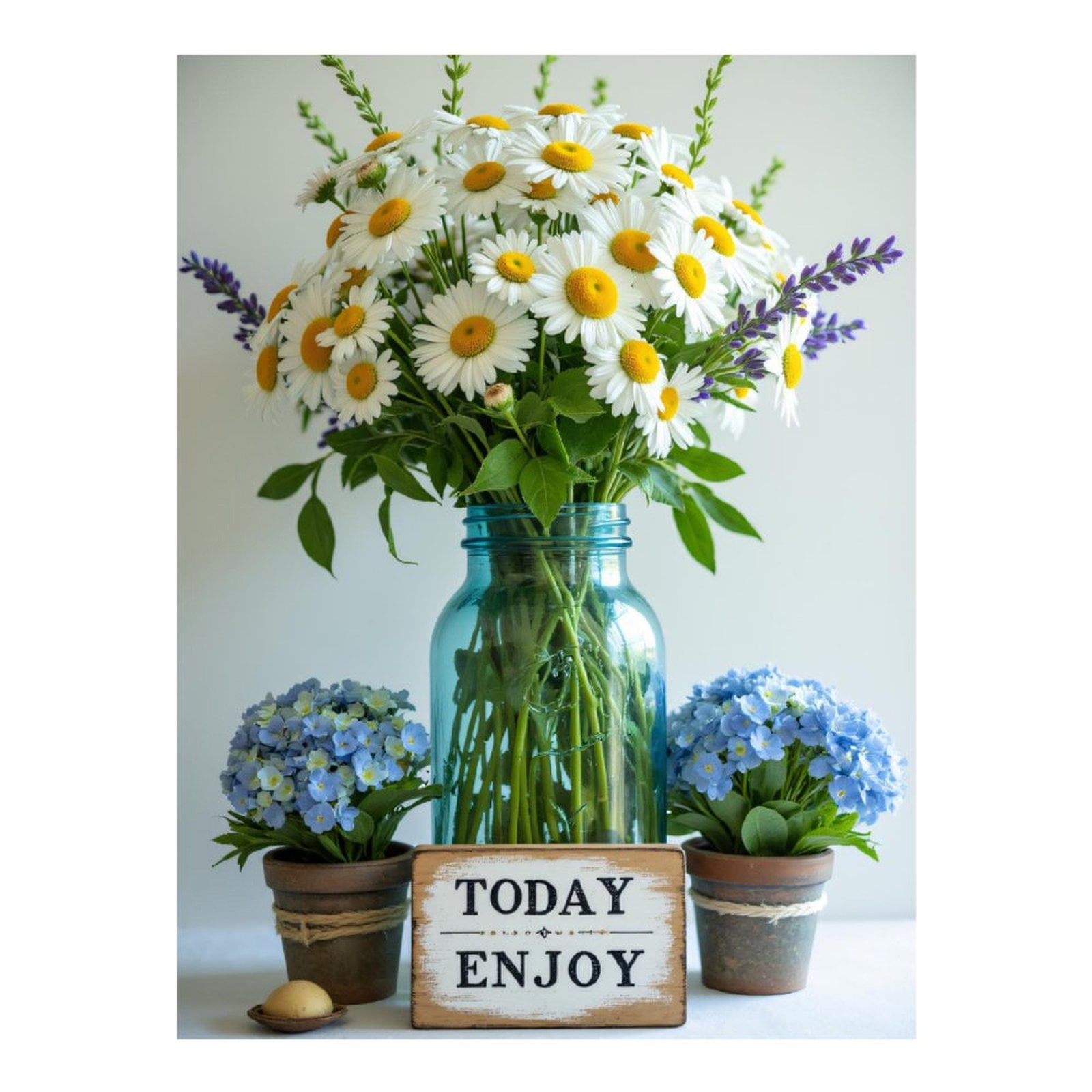 Diamond Art Kits for Adults - 5d Daisy Lavender Blue Vase Arrangement ...