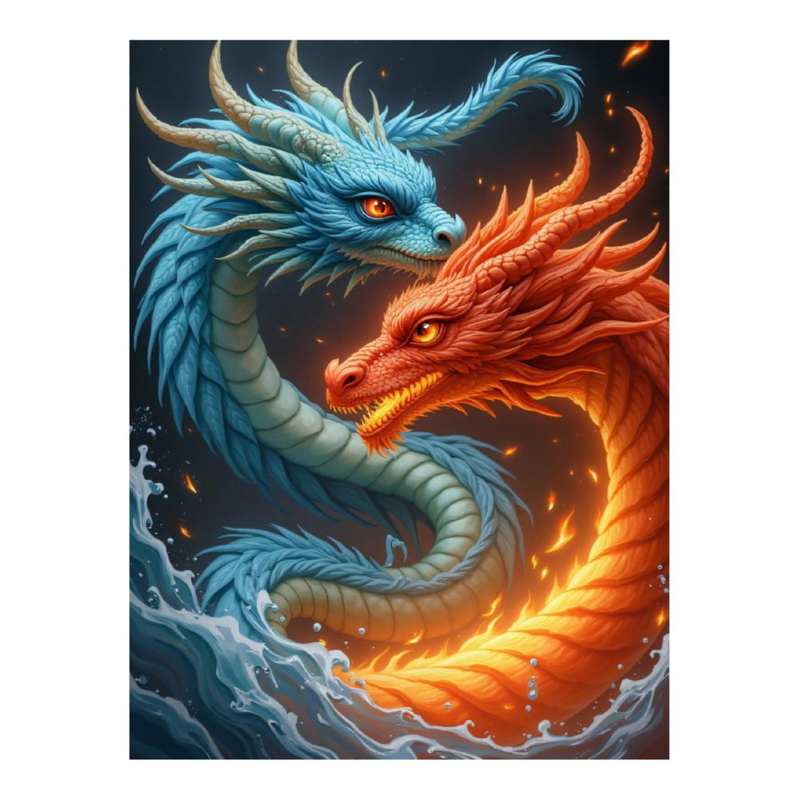 Diamond Art Kits for Adults - 5d Elemental Dragon Battle Scene Diamond ...