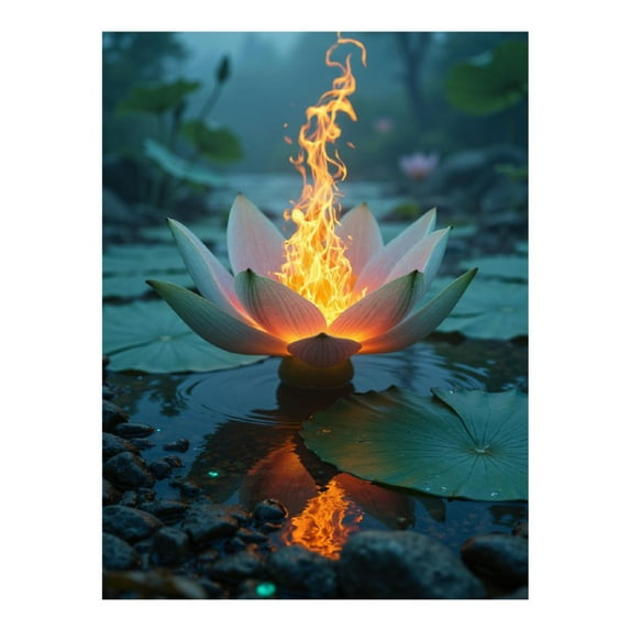 Diamond Art Kits for Adults - 5d Fire Lotus Blossom Serenity Diamond ...