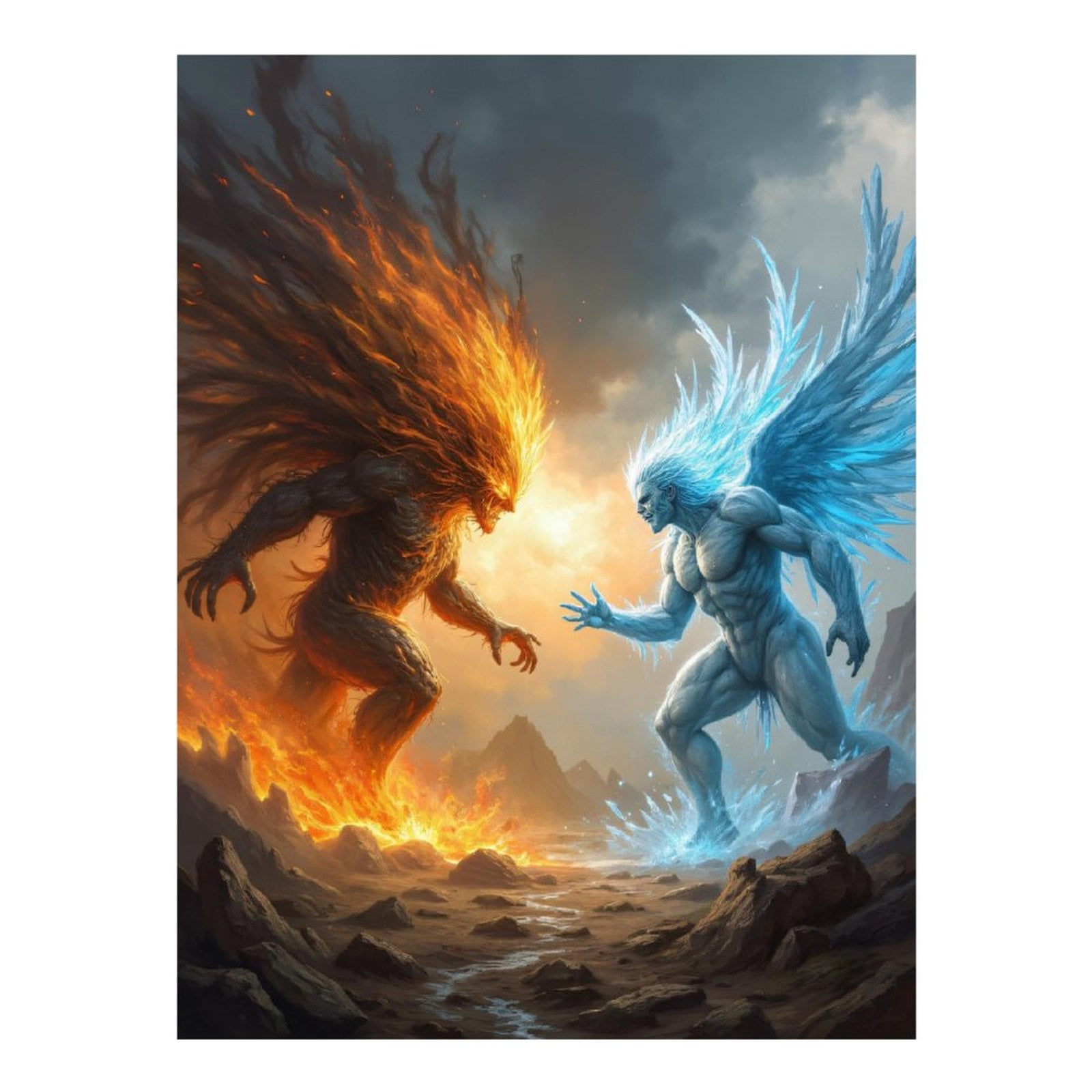 Diamond Art Kits for Adults - 5d Fire Vs Ice Elemental Showdown Diamond ...