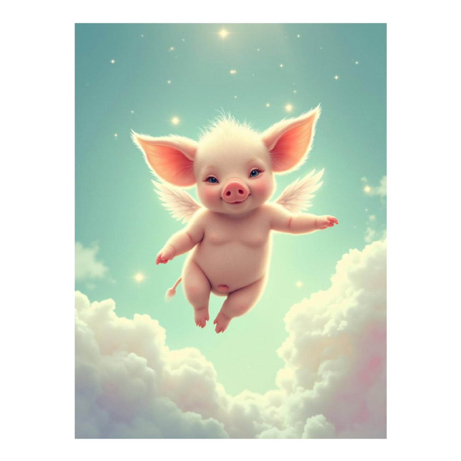 Diamond Art Kits for Adults - 5d Floating Piglet Wings Clouds Diamond ...