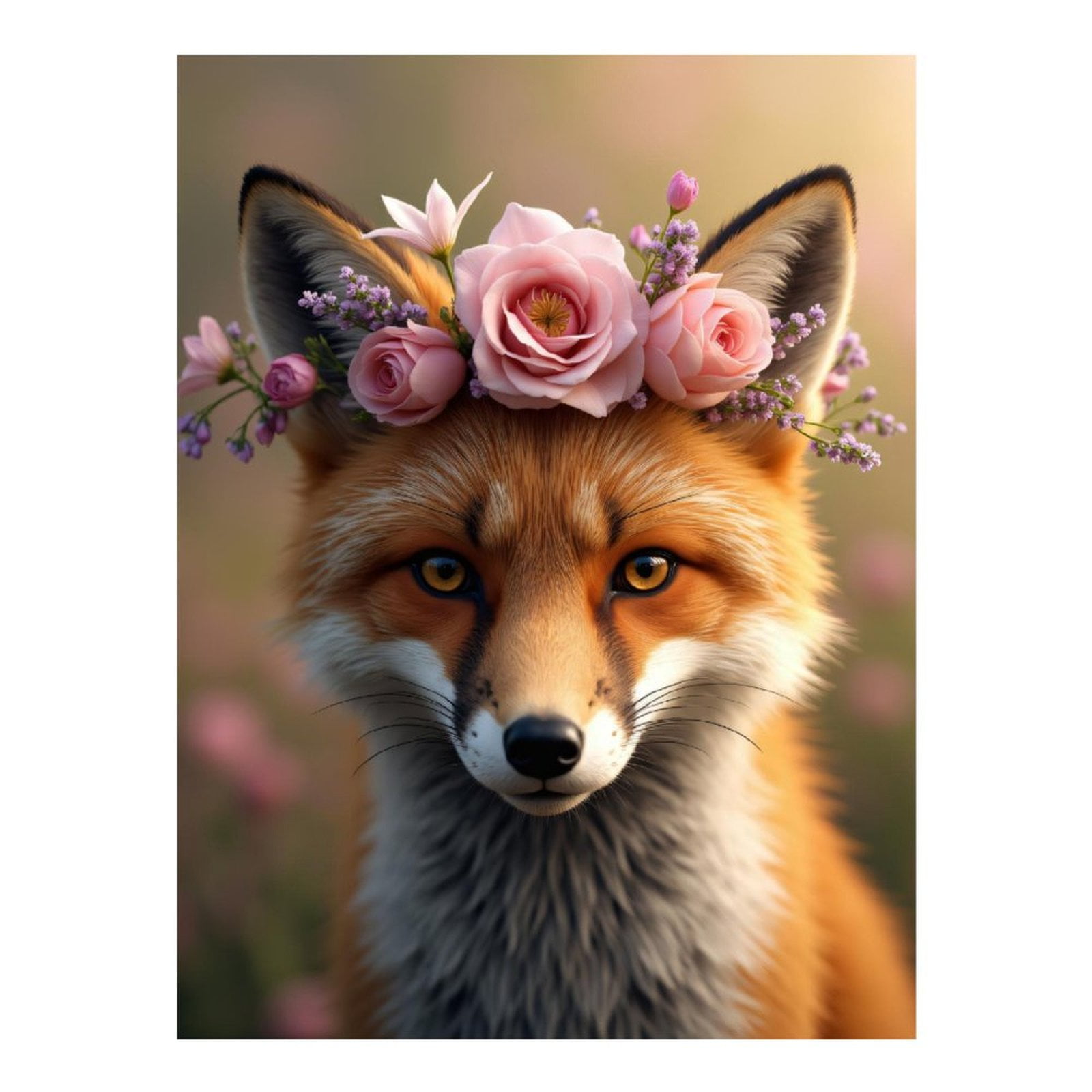 Diamond Art Kits for Adults - 5d Fox With Floral Crown Diamond Painting ...