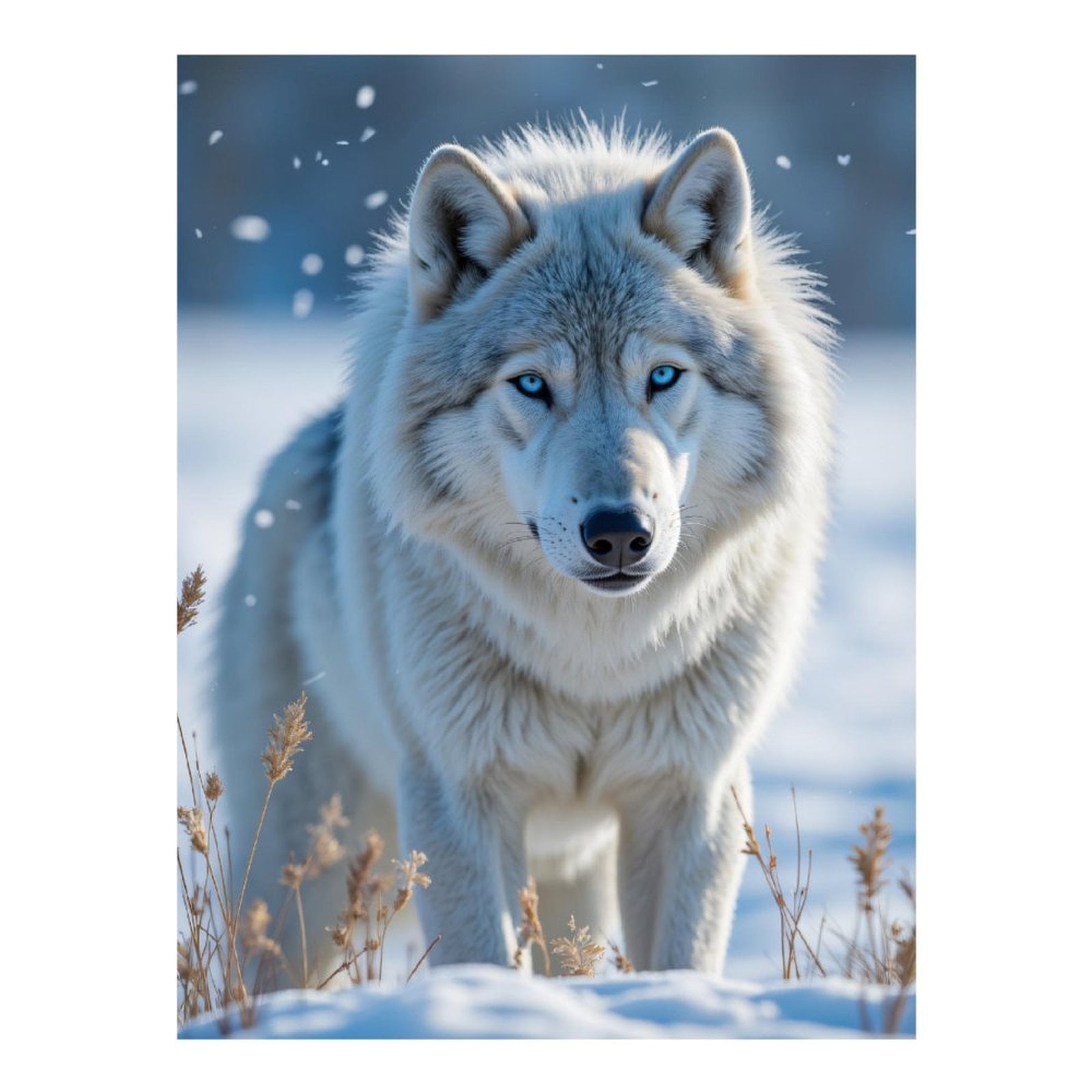 Diamond Art Kits for Adults - 5d Frosty Wolf Blue Eyes Winter Scene Diamond Painting for Adults ...