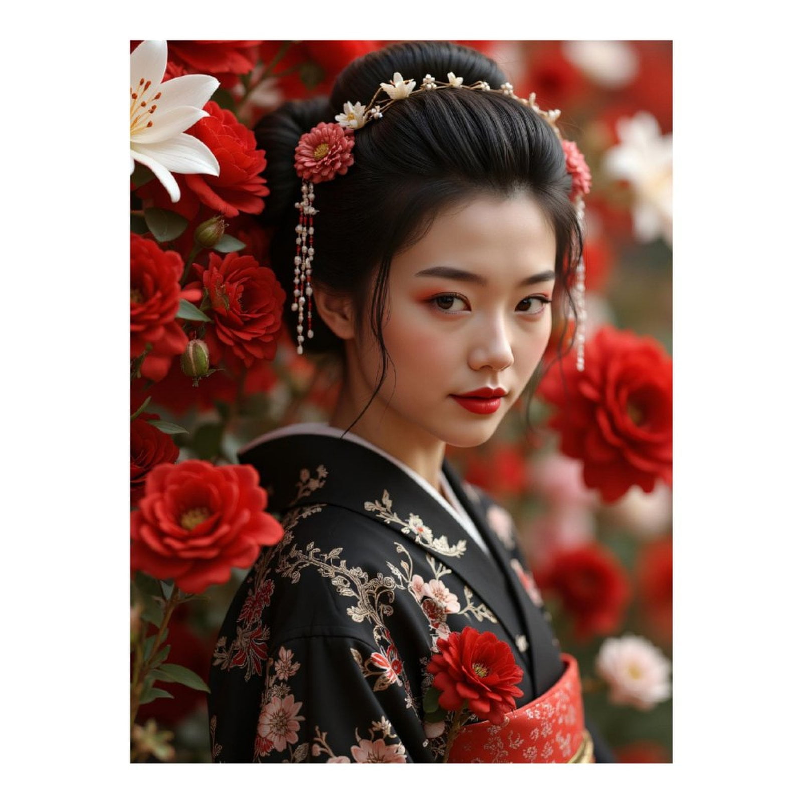 Diamond Art Kits for Adults - 5d Geisha Floral Beauty Portrait Diamond ...