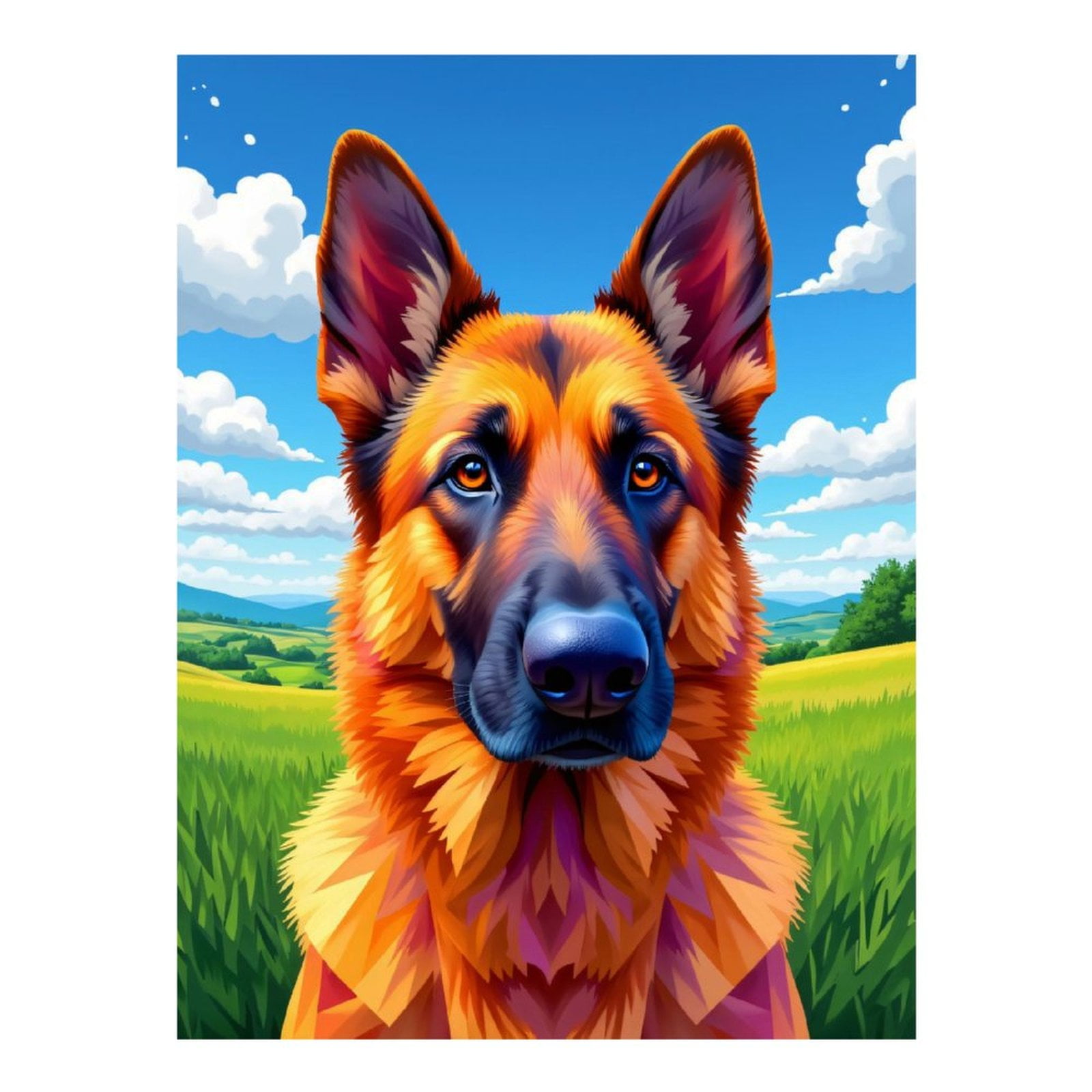 Diamond Art Kits for Adults - 5d German Shepherd Colorful Art Field ...