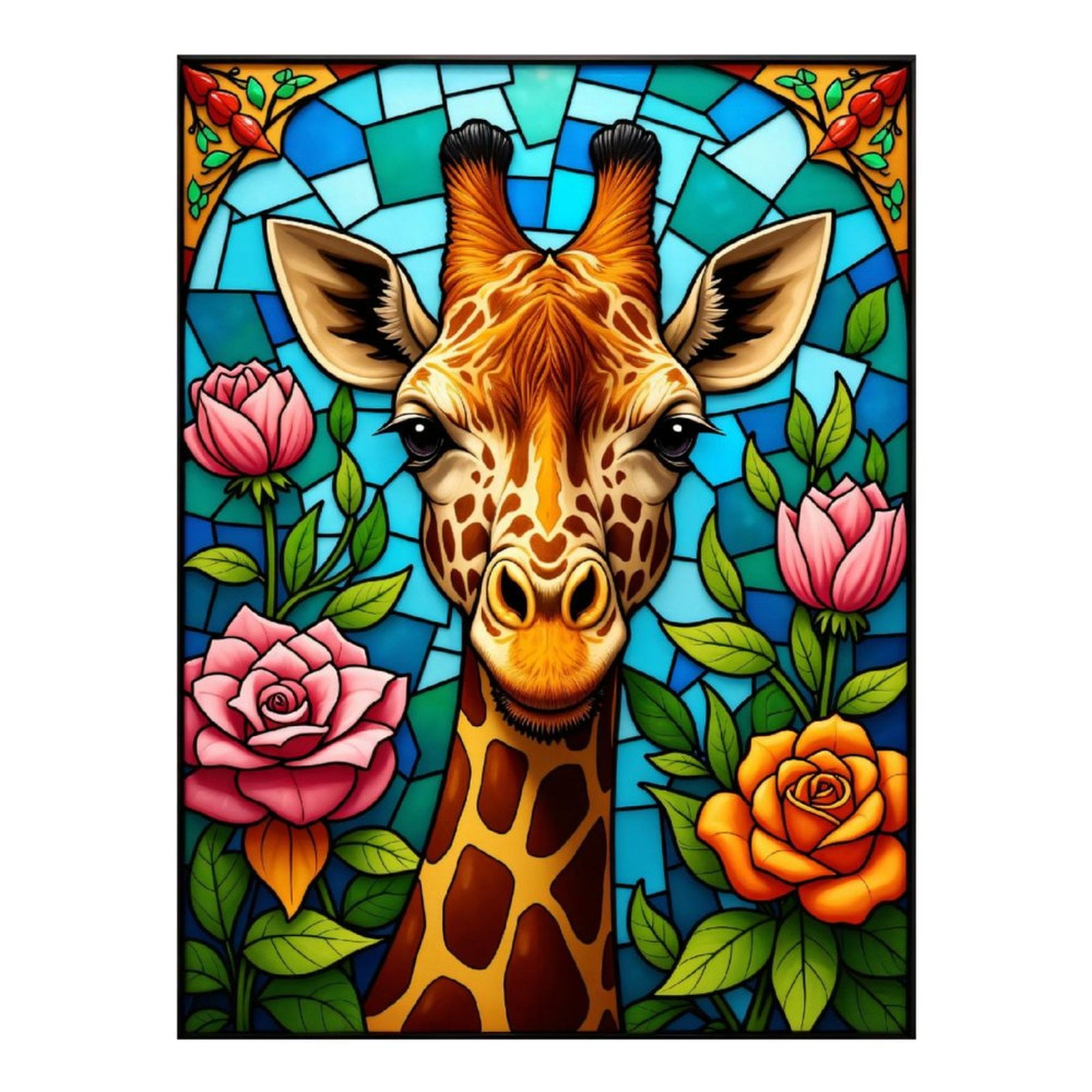Diamond Art Kits for Adults - 5d Giraffe Stained Glass Roses Art Diamond Painting for Adults ...