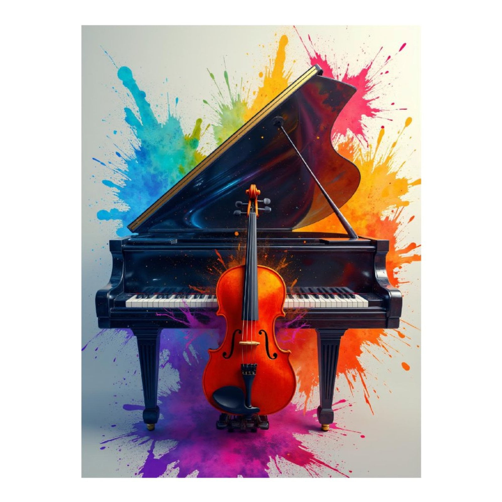 Diamond Art Kits for Adults - 5d Grand Piano Violin Color Splash ...