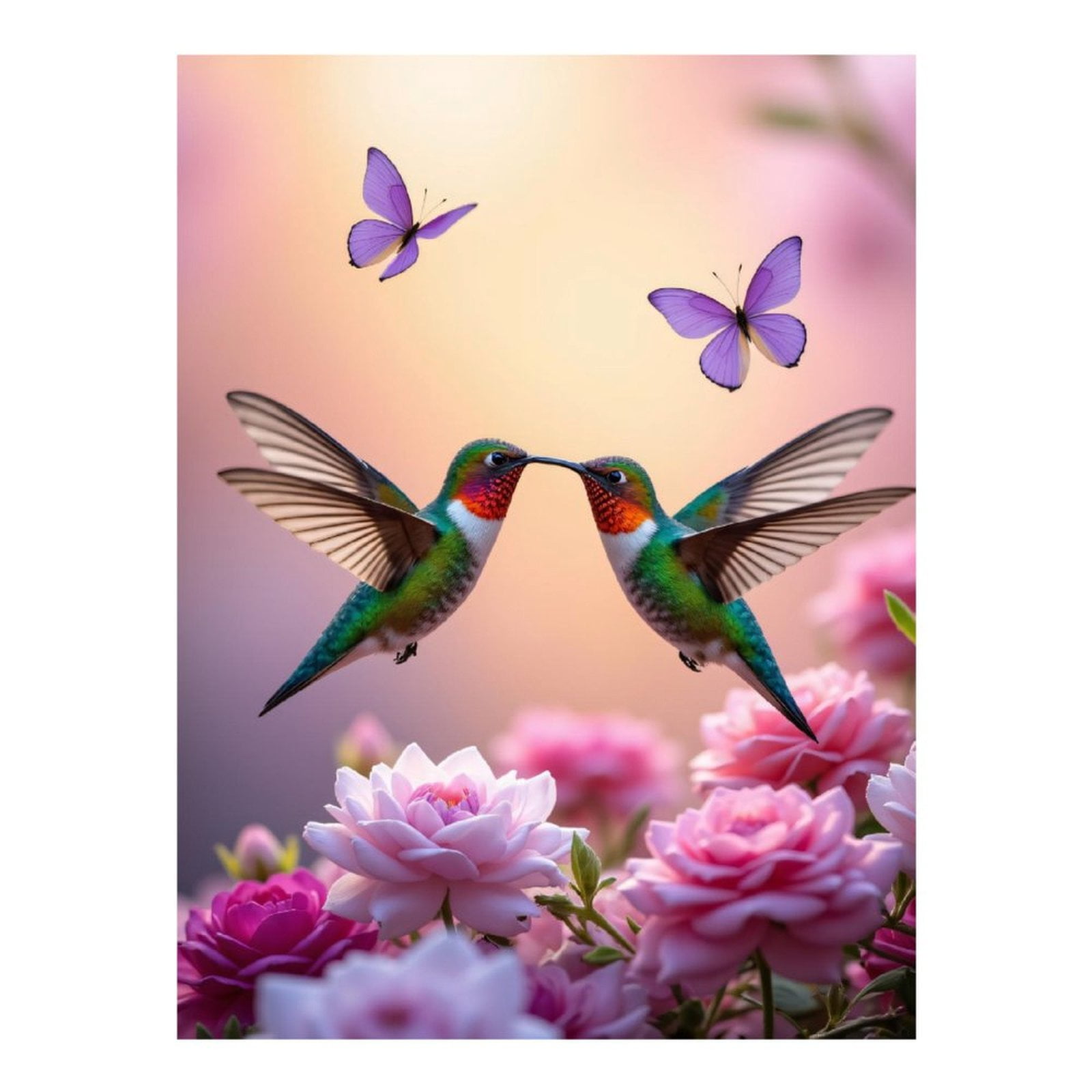 Diamond Art Kits for Adults - 5d Hummingbirds Butterflies Roses Blossom ...