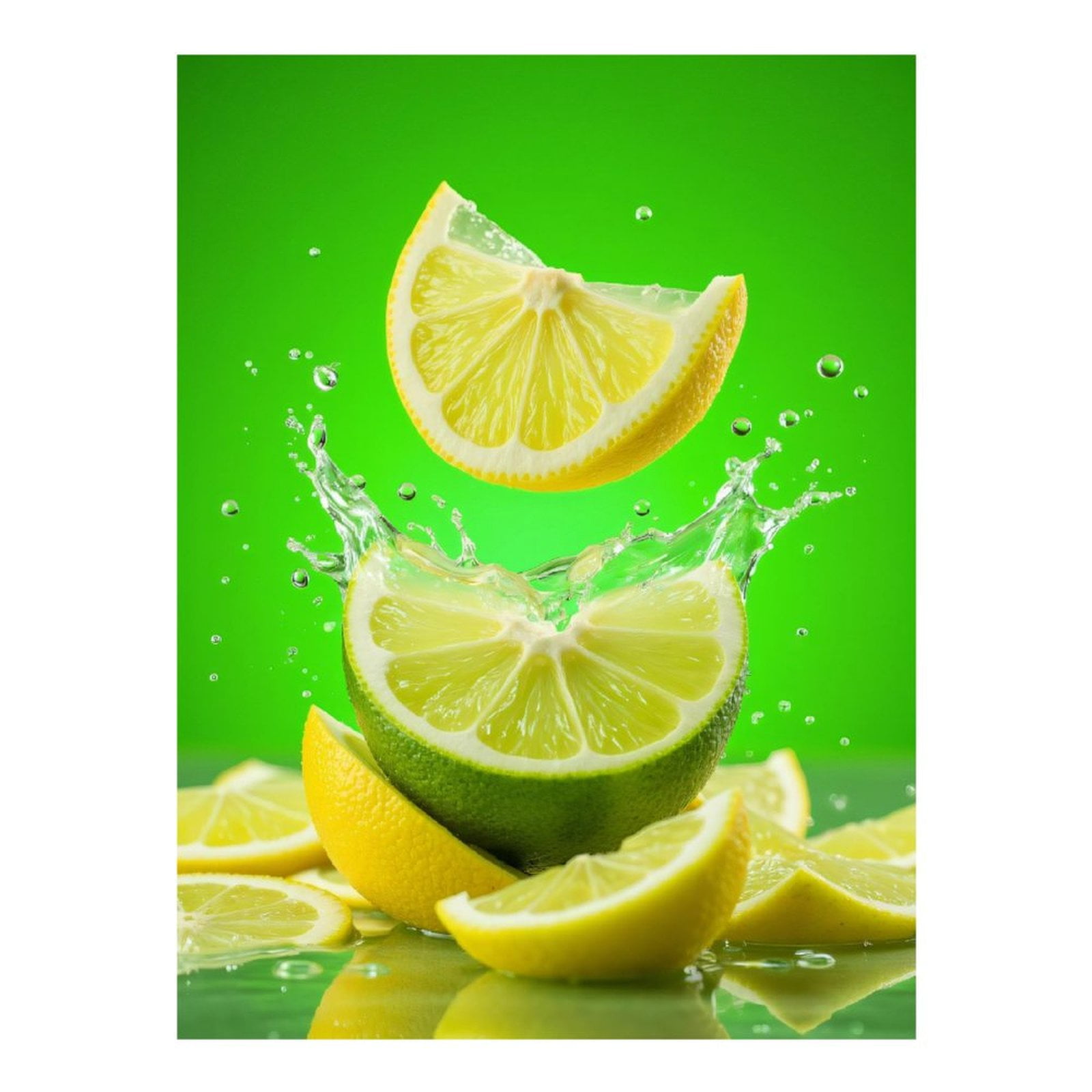 Diamond Art Kits for Adults - 5d Lemon Lime Splash Vivid Green Background Diamond Painting for ...