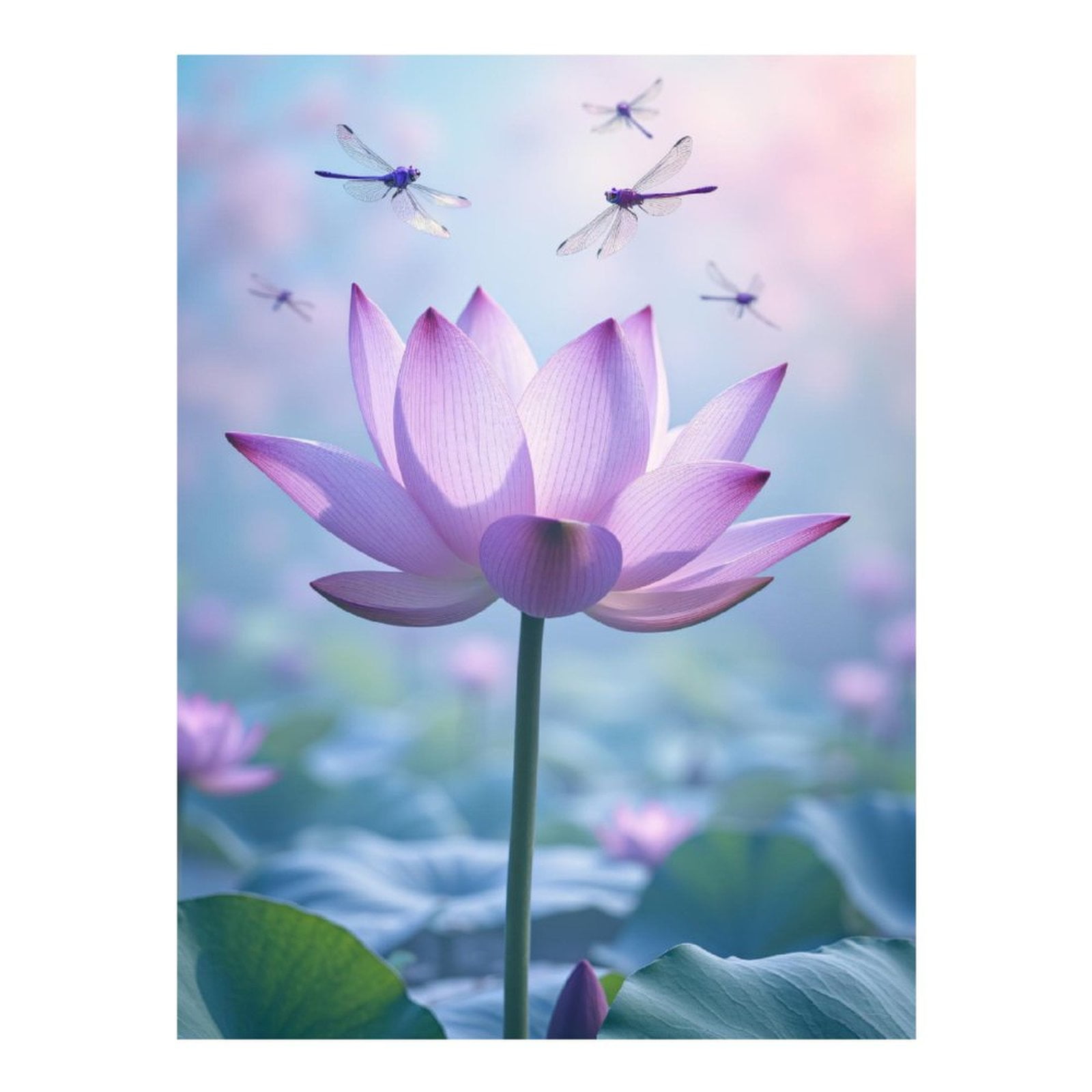 Diamond Art Kits for Adults - 5d Lotus Blooming With Dragonflies ...