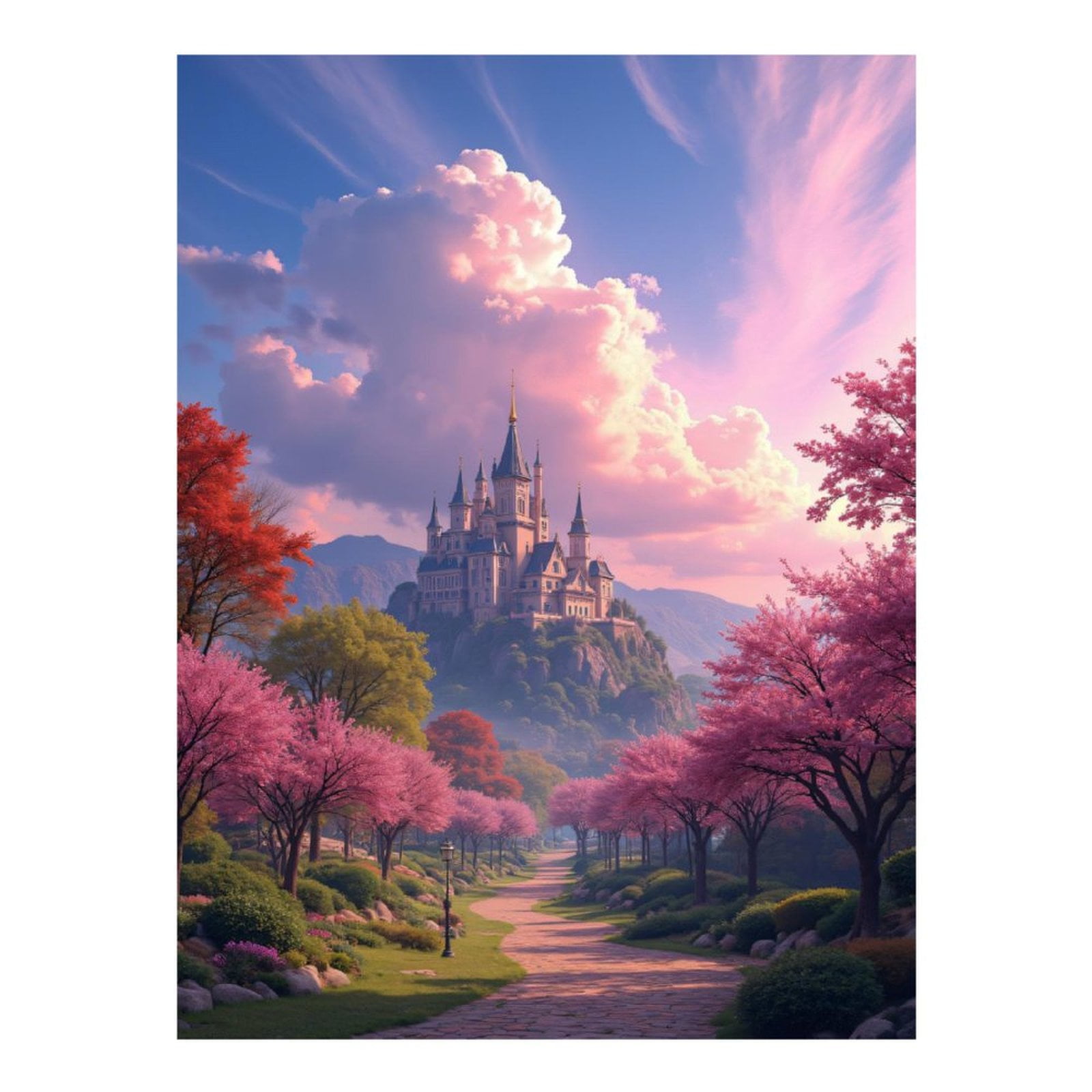 Diamond Art Kits for Adults - 5d Majestic Castle Blossom Pathway ...