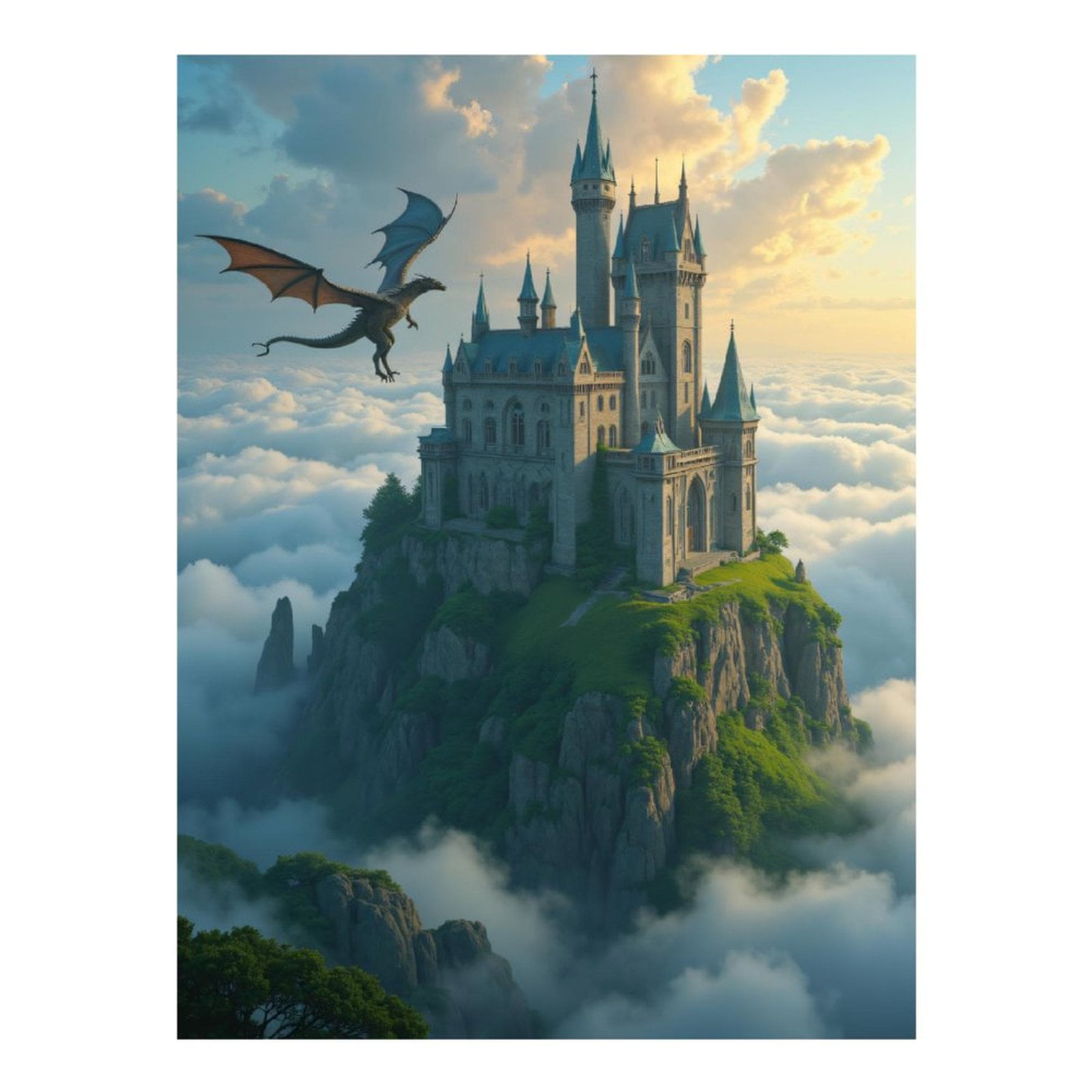 Diamond Art Kits for Adults - 5d Majestic Castle Above Clouds Dragon ...