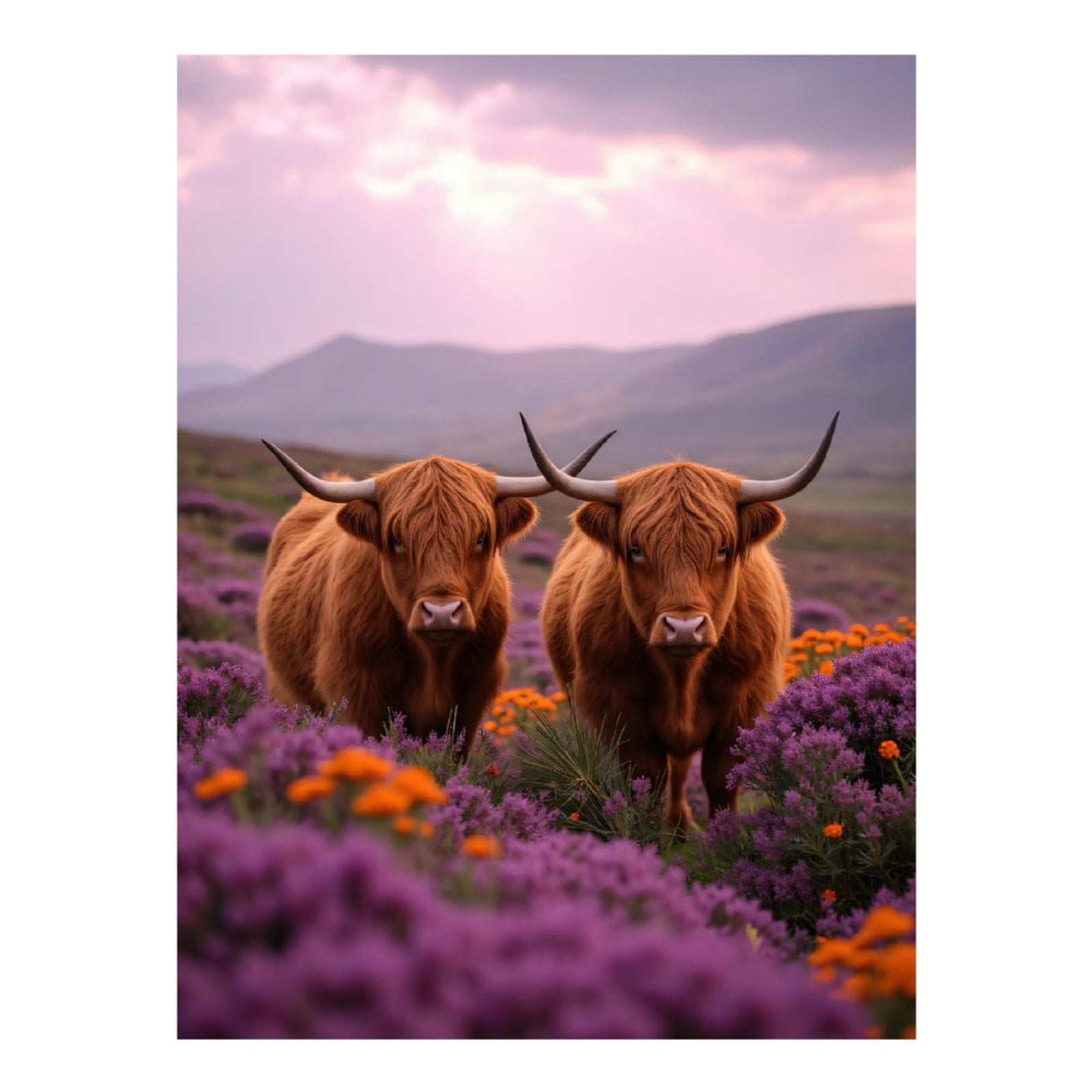 Diamond Art Kits for Adults - 5d Majestic Cattle In Lavender Fields ...