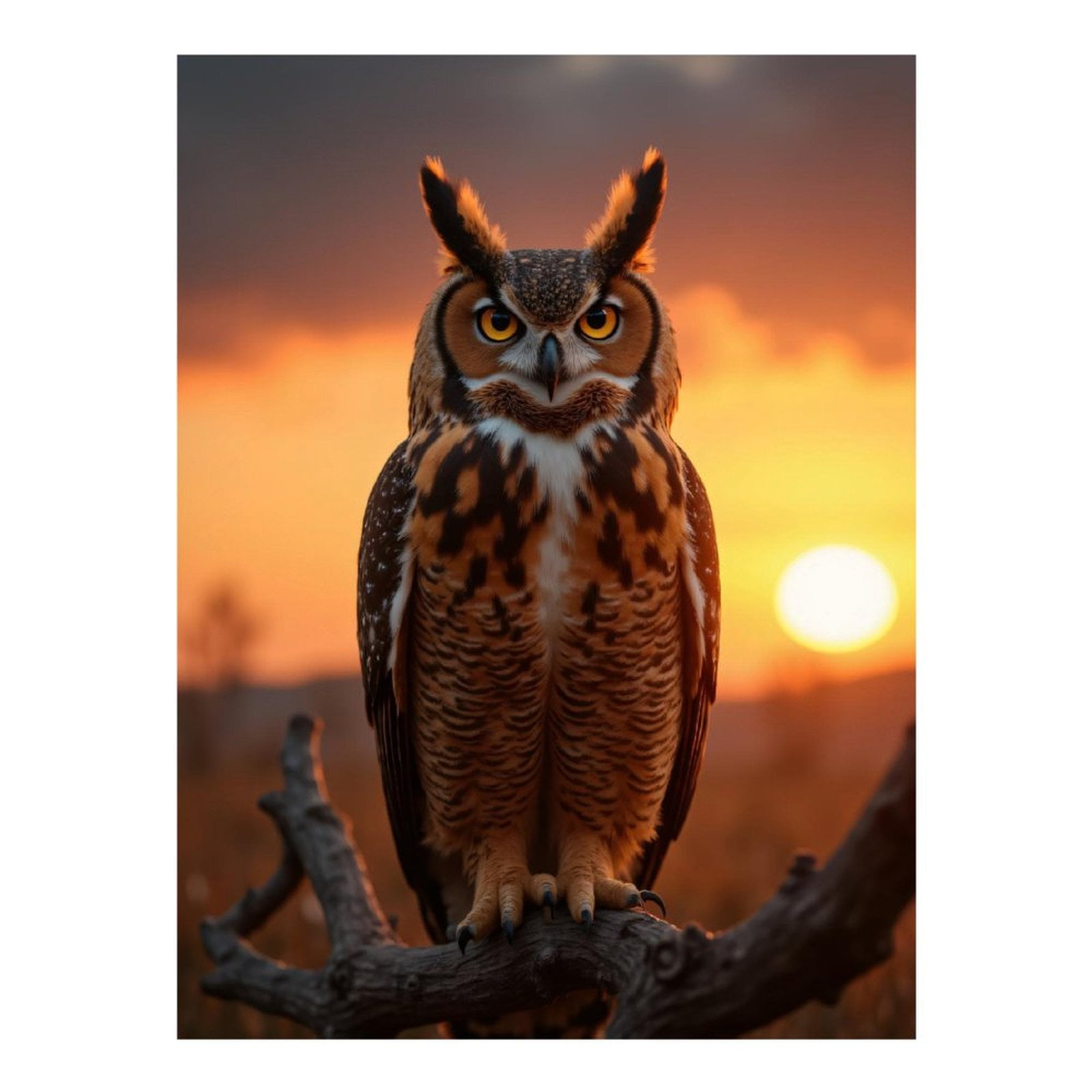 Diamond Art Kits for Adults - 5d Majestic Owl Sunset Perch Diamond ...