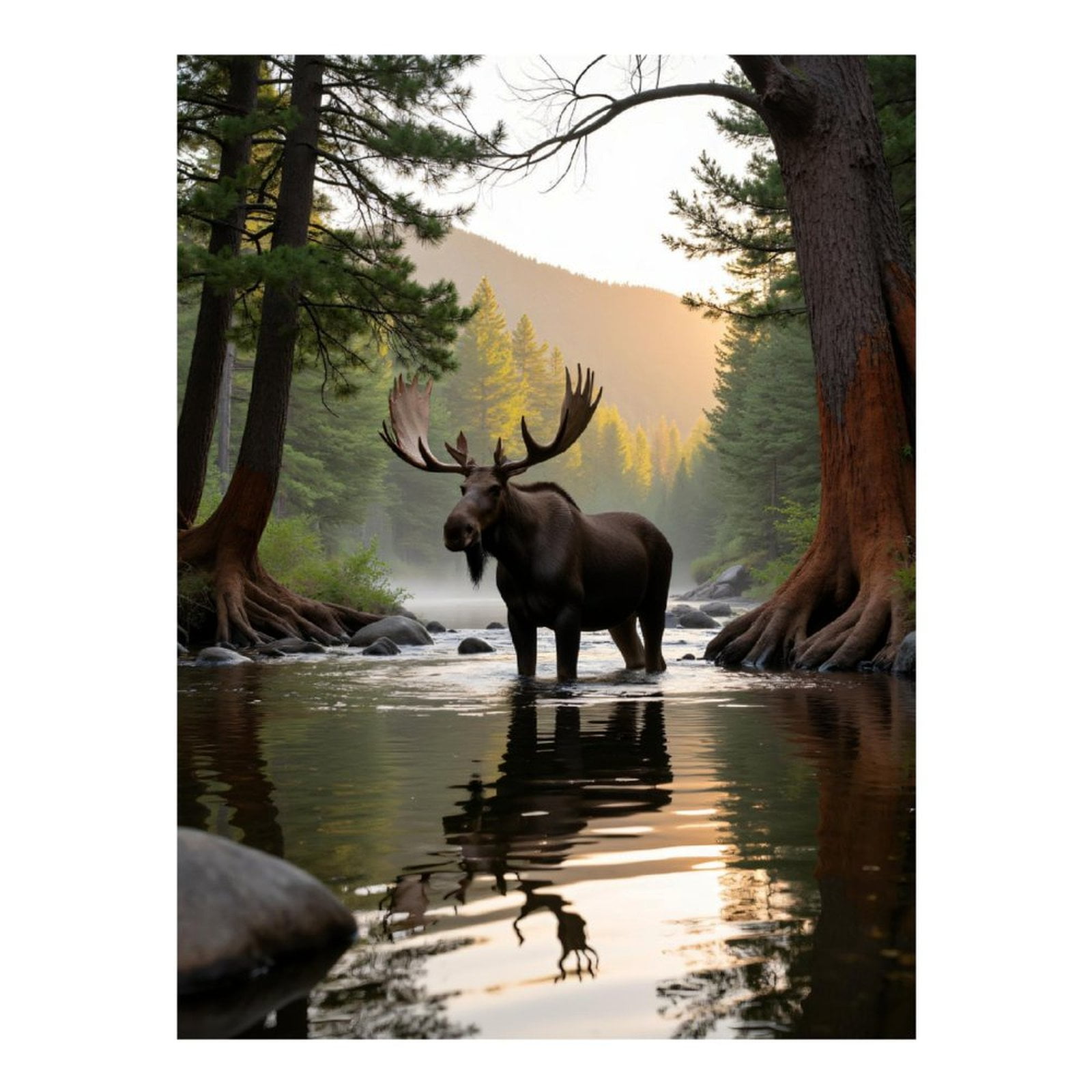 Diamond Art Kits for Adults - 5d Moose River Dawn Forest Scene Diamond ...