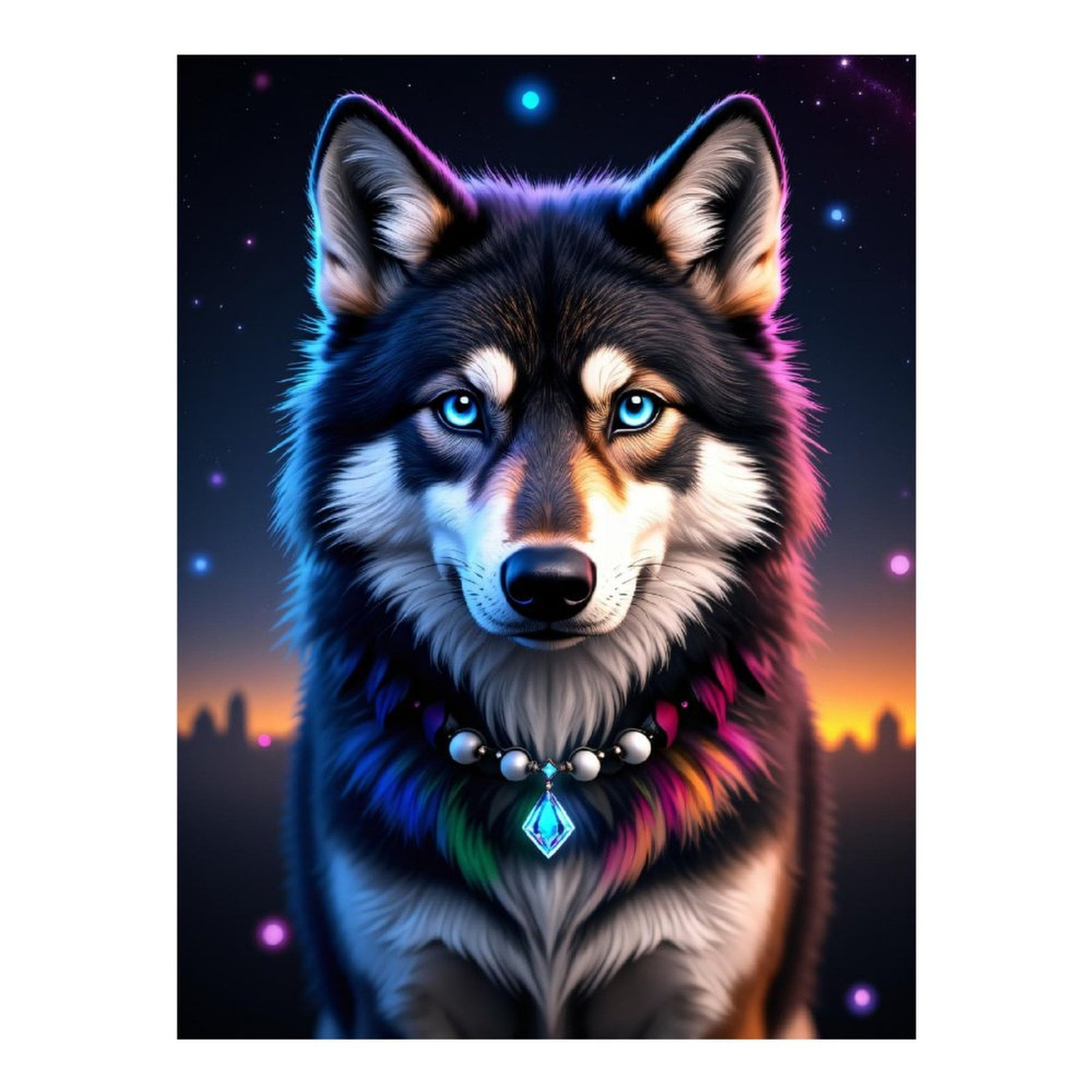 Diamond Art Kits for Adults - 5d Mystical Wolf Jewel Night Sky Diamond ...