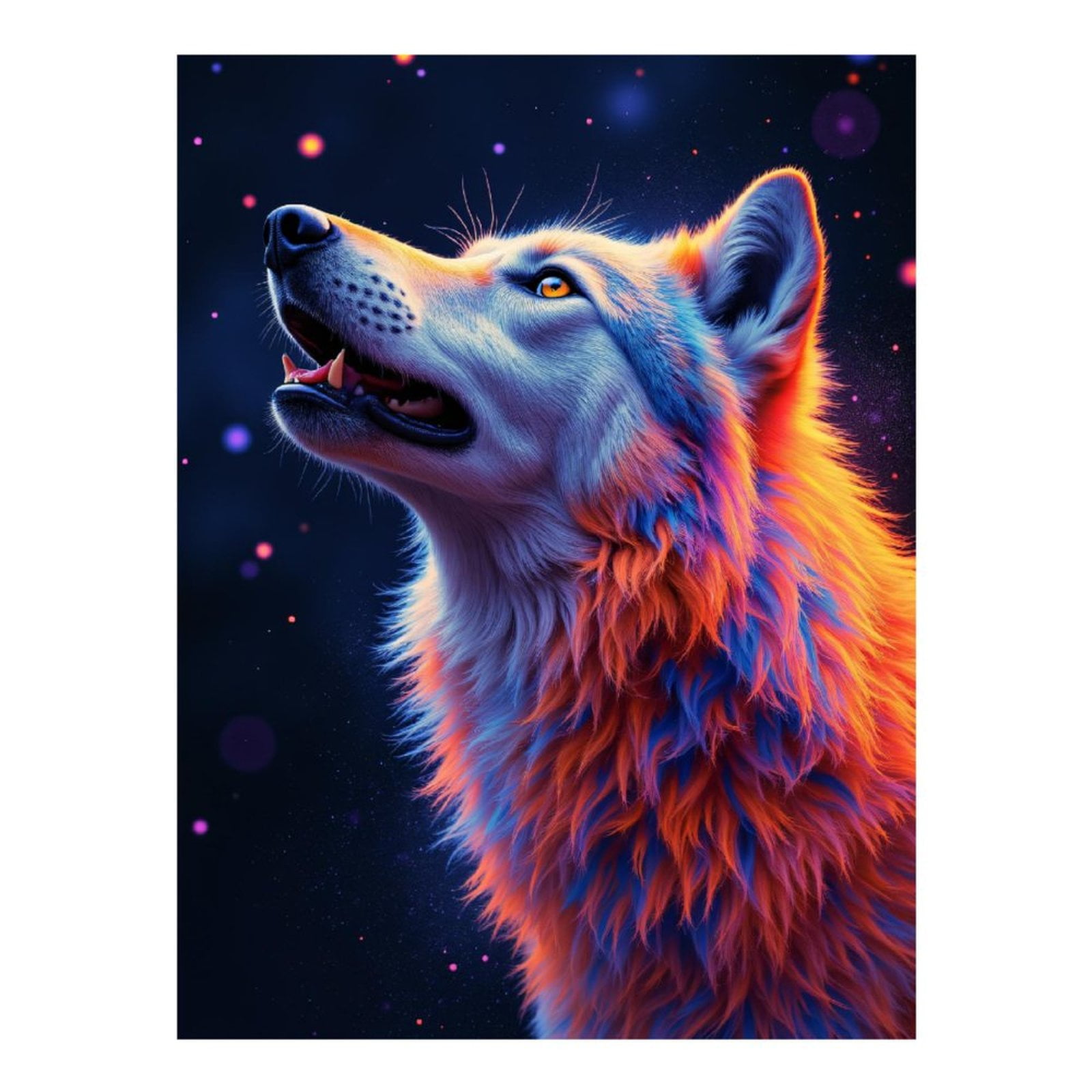 Diamond Art Kits for Adults - 5d Mystical Wolf Neon Colors Art Diamond ...