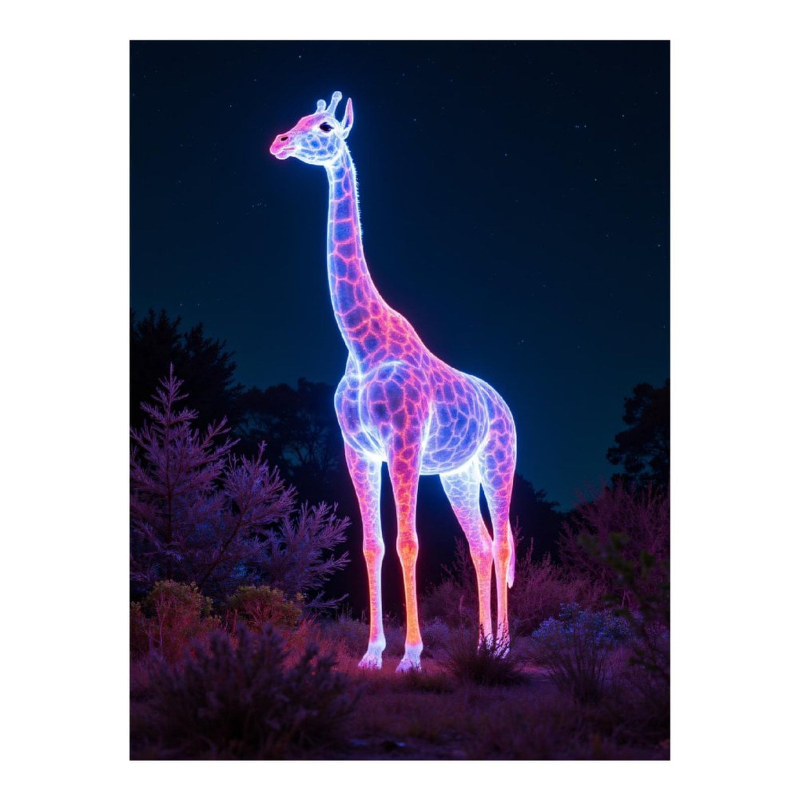 Diamond Art Kits for Adults - 5d Neon Giraffe Night Glow Forest Diamond ...
