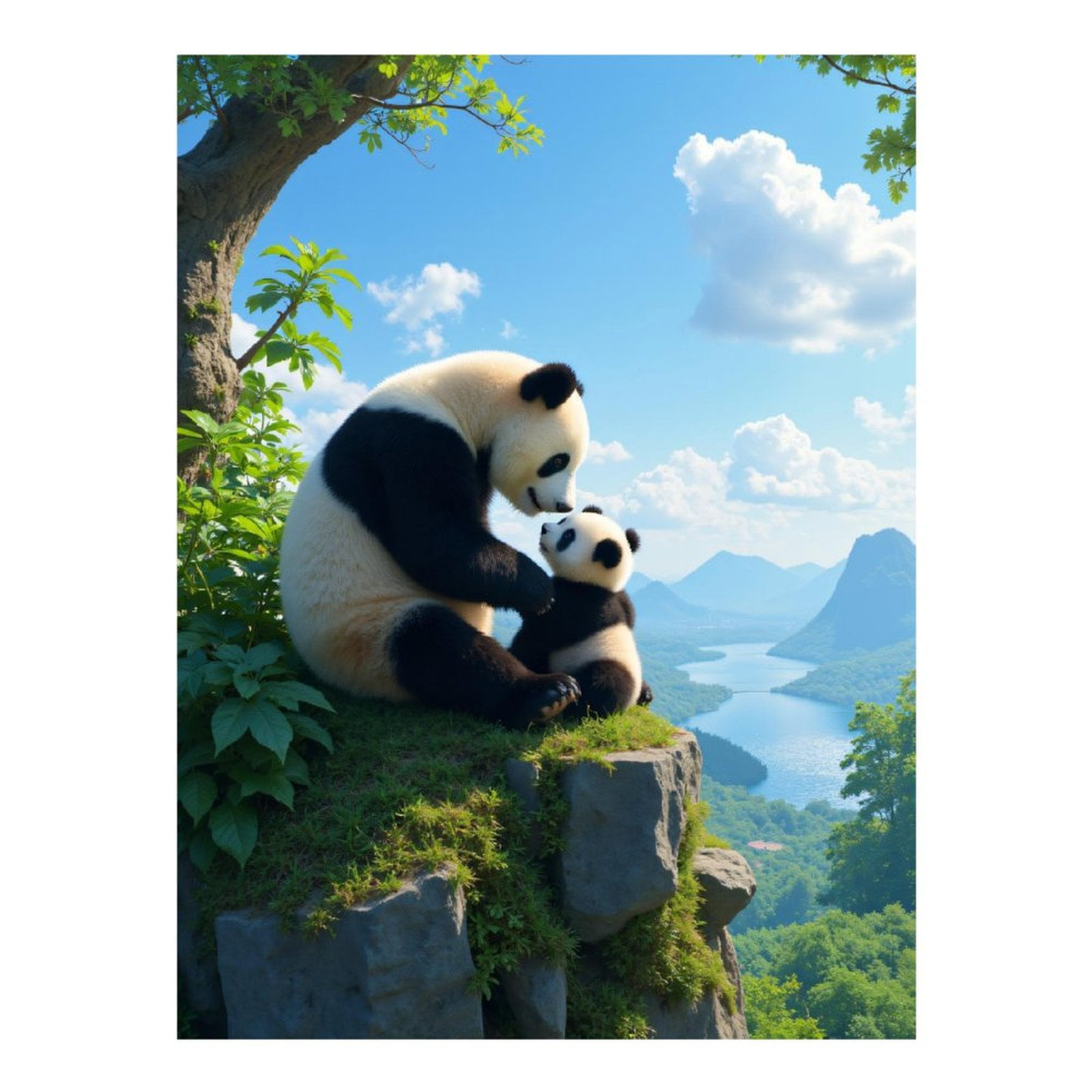 Diamond Art Kits for Adults - 5d Panda Family Scenic Cliff View Diamond ...