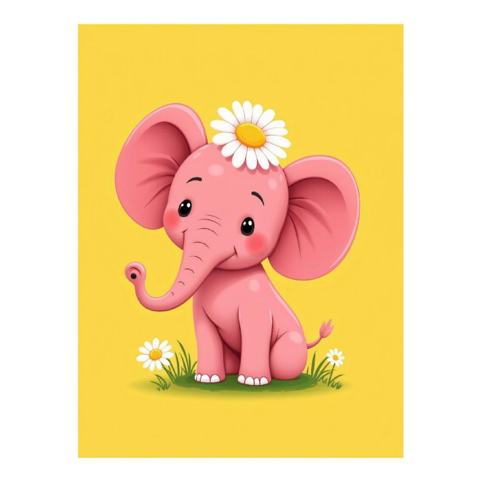 Diamond Art Kits for Adults - 5d Pink Elephant Daisy Yellow Background ...