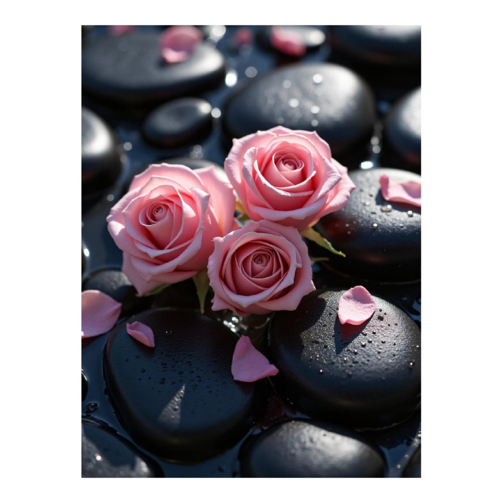Diamond Art Kits for Adults - 5d Pink Roses On Black Stones Diamond ...
