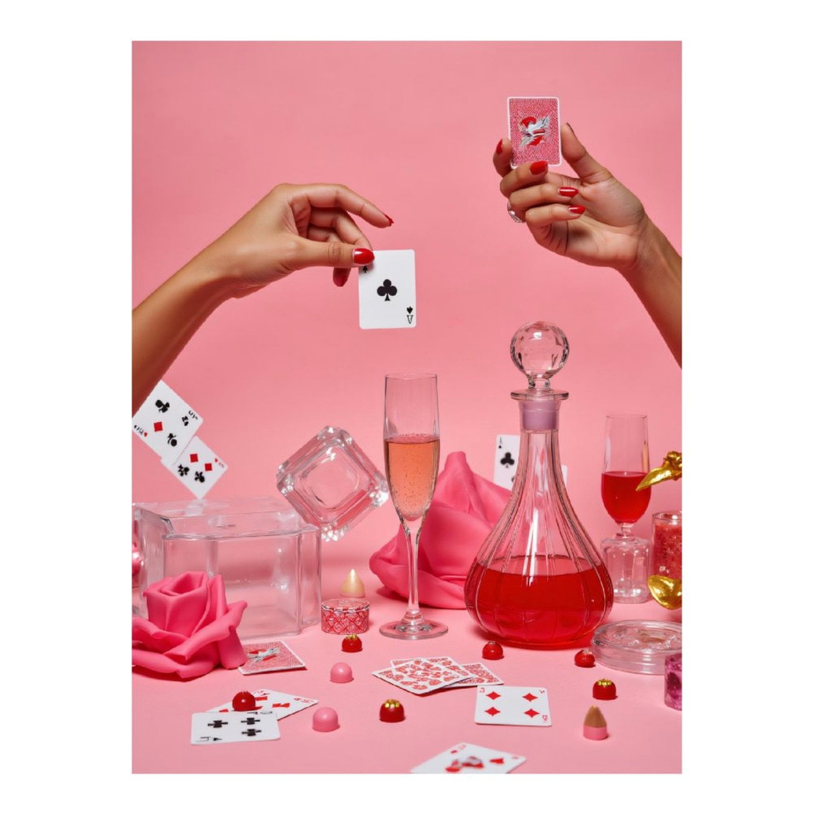 Diamond Art Kits for Adults - 5d Playing Cards Pink Celebration Mood ...