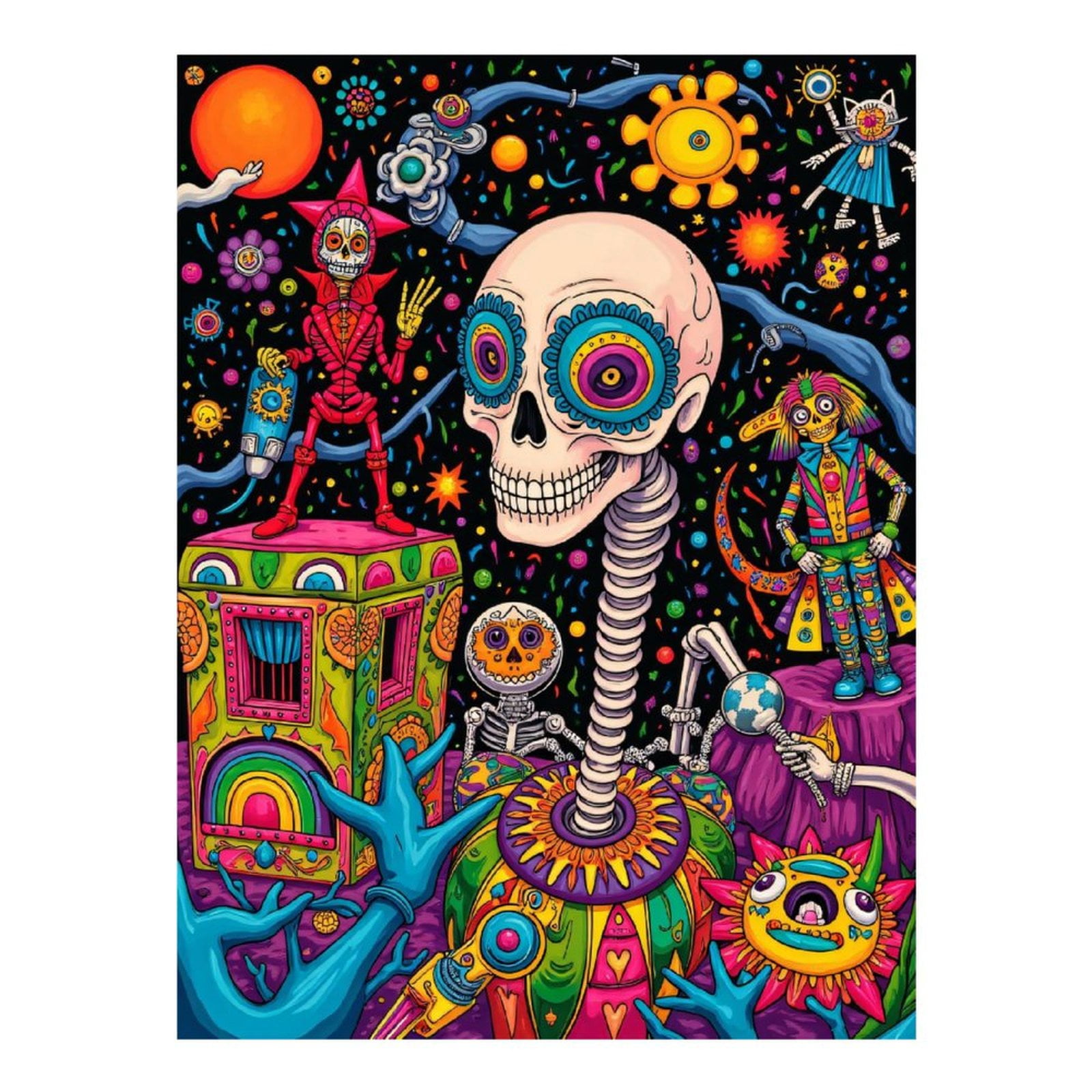 Diamond Art Kits for Adults - 5d Psychedelic Cosmic Skeleton Fiesta ...