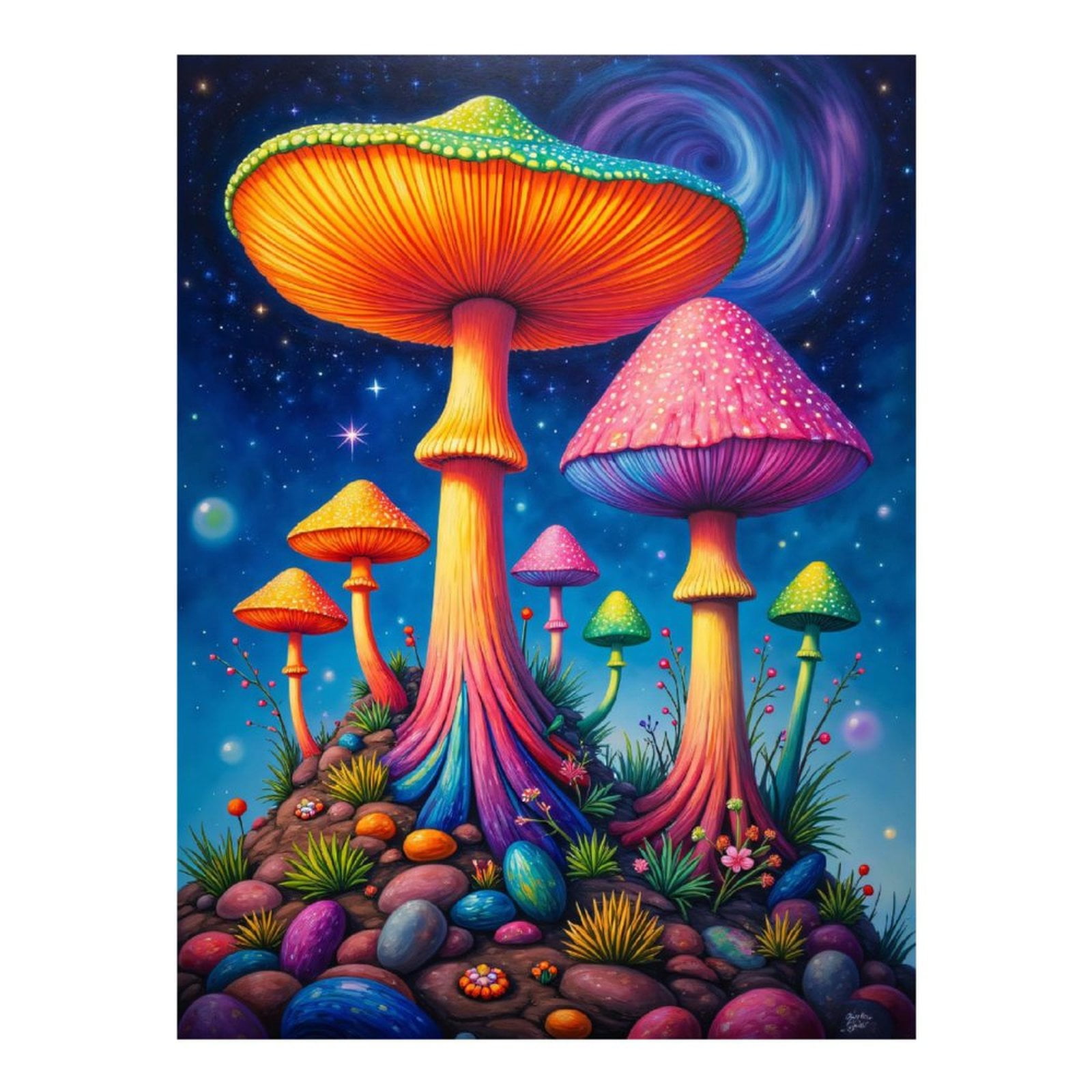 Diamond Art Kits for Adults - 5d Psychedelic Mushroom Night Sky Diamond ...