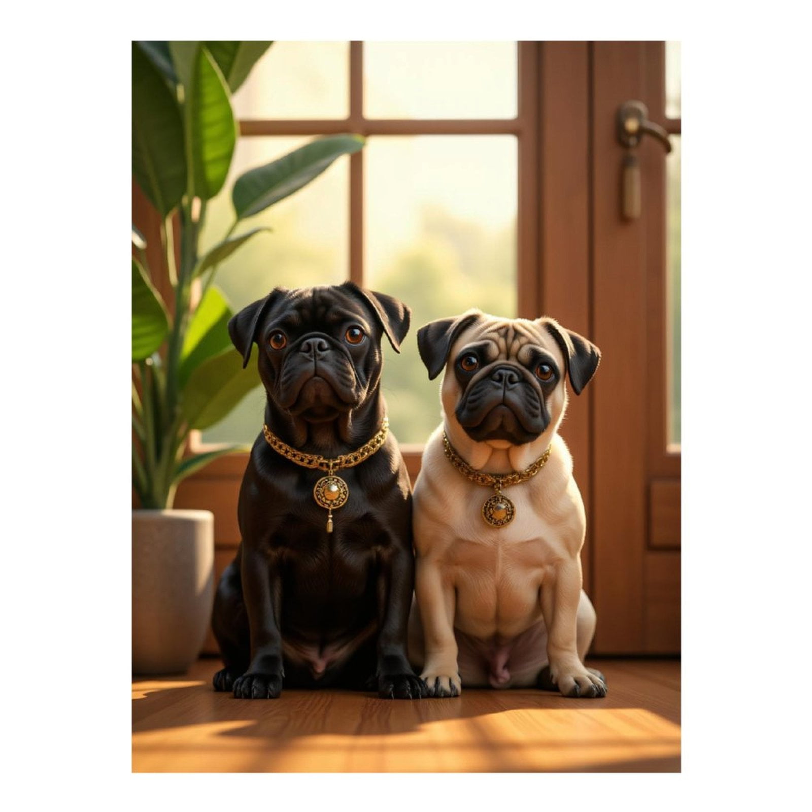 Diamond Art Kits for Adults - 5d Pug Pair Adorned Elegance Sunlit Room ...