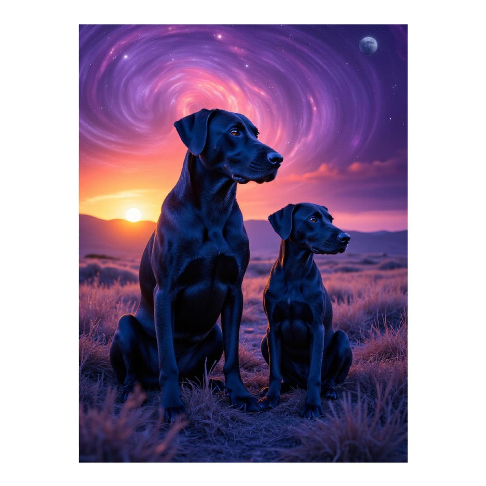 Diamond Art Kits for Adults - 5d Purple Sunset Two Dogs Landscape ...