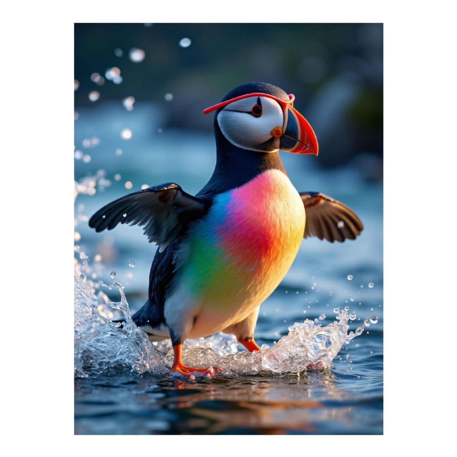 Diamond Art Kits for Adults - 5d Rainbow Puffin Water Splashing Diamond ...