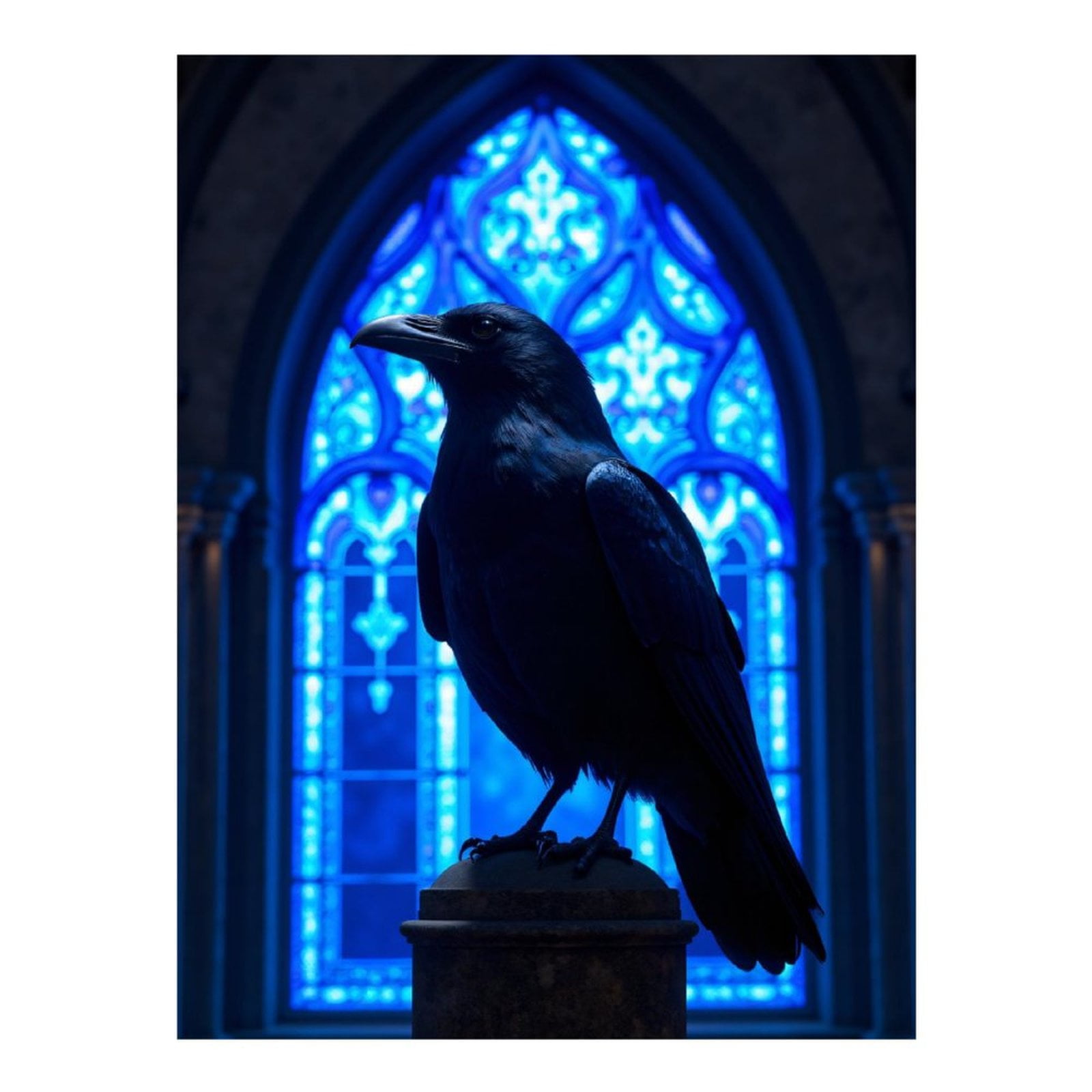 Diamond Art Kits for Adults - 5d Raven Blue Stained Glass Silhouette ...