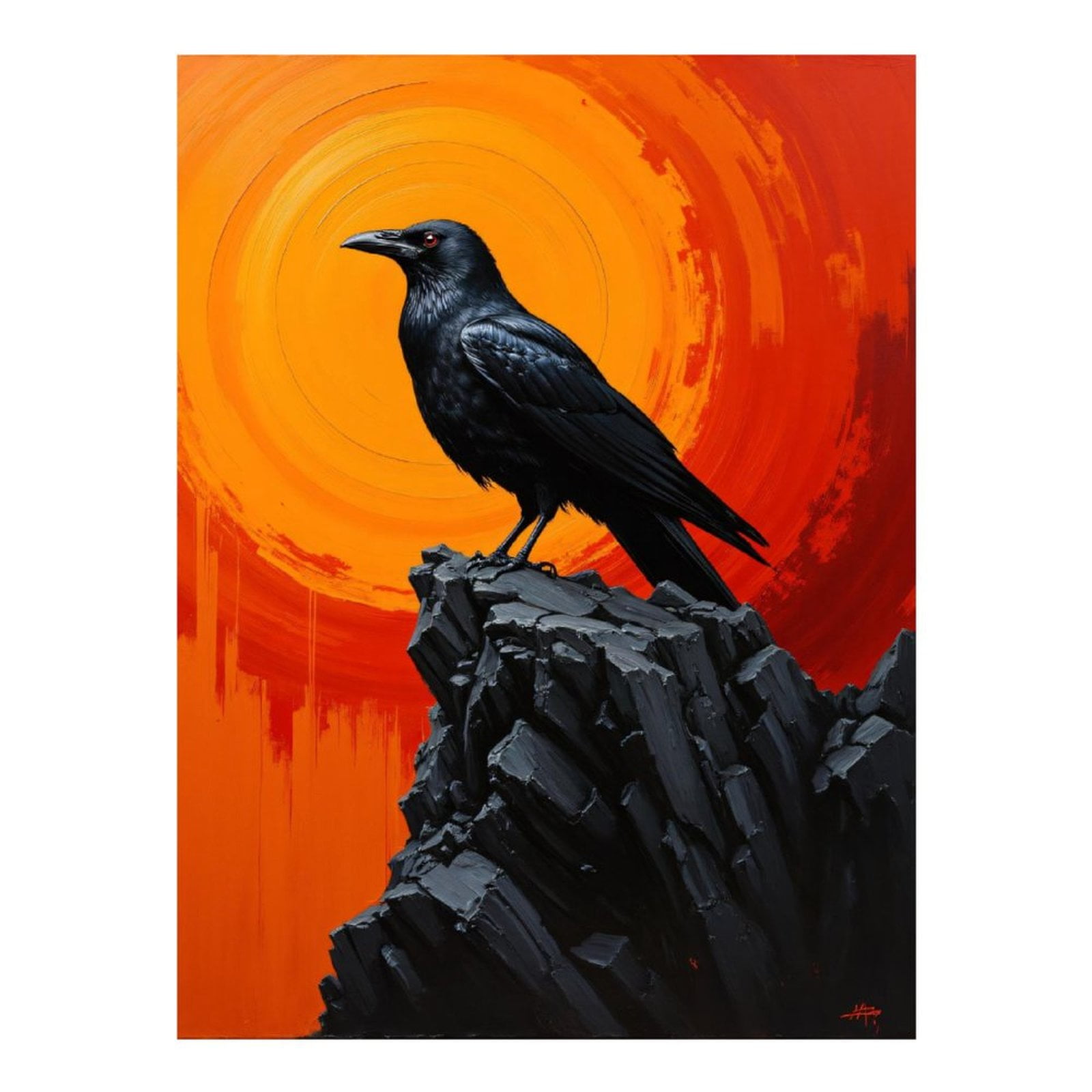 Diamond Art Kits for Adults - 5d Raven Silhouette Fiery Sunset Diamond ...