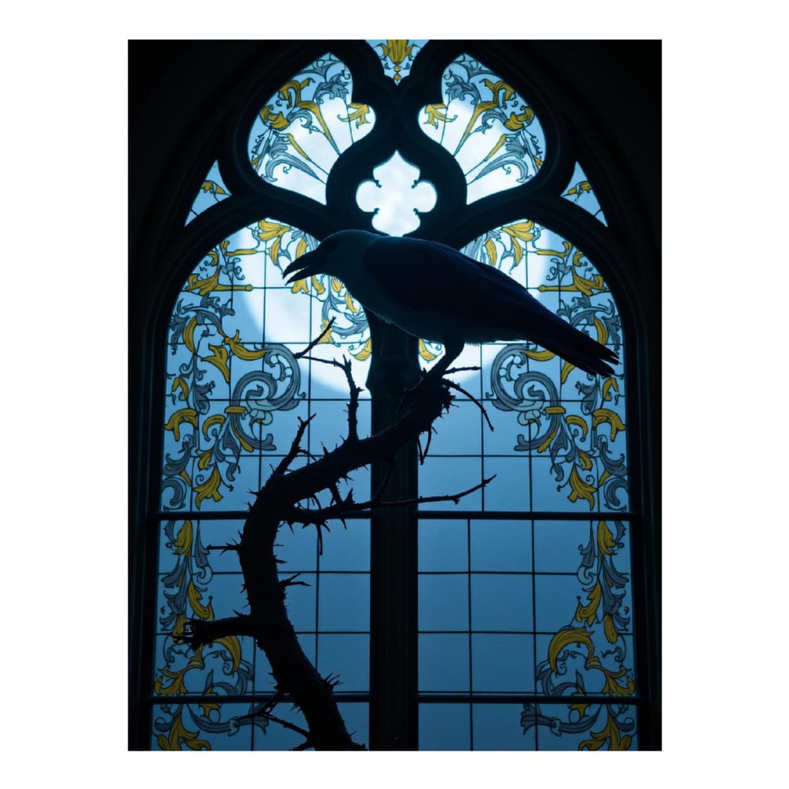 Diamond Art Kits for Adults - 5d Raven Silhouette Stained Glass Window ...