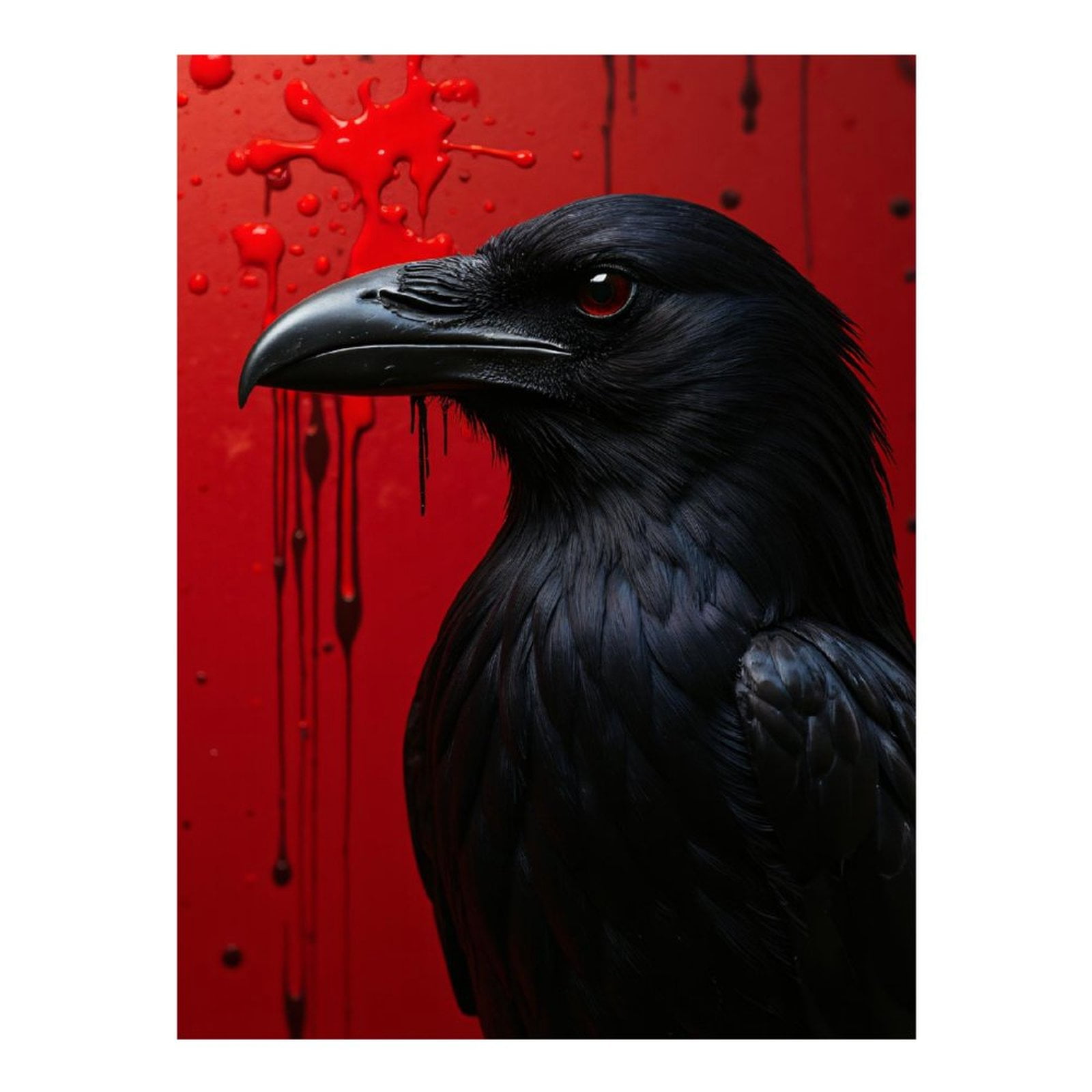 Diamond Art Kits for Adults - 5d Raven Against Vivid Red Backdrop ...