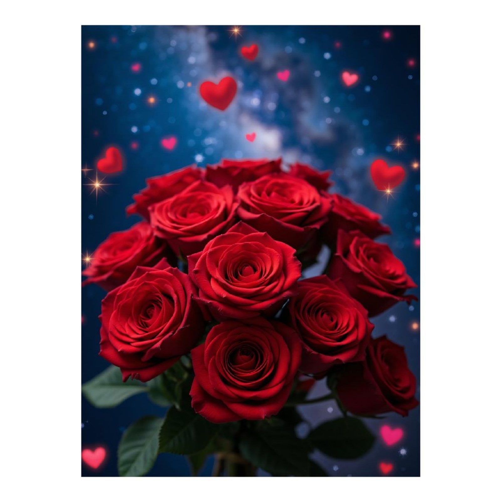 Diamond Art Kits for Adults - 5d Red Roses Romantic Night Sky Diamond ...