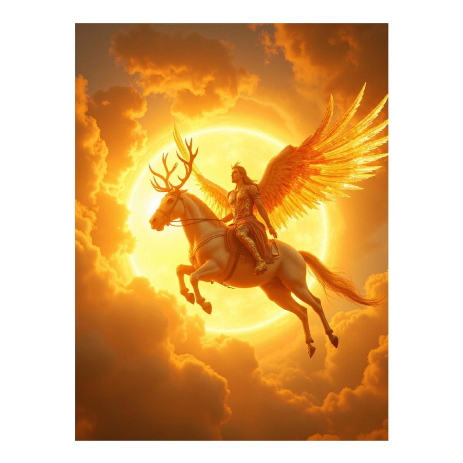 Diamond Art Kits for Adults - 5d Rider On Winged Horse In Sunset ...