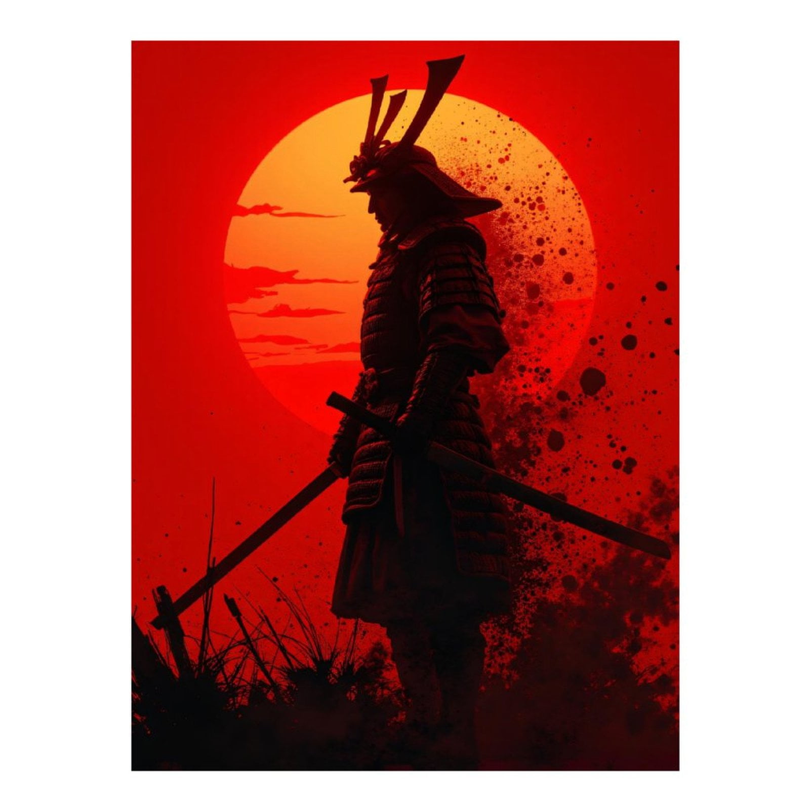 Diamond Art Kits for Adults - 5d Samurai With Sword Sunset Background ...