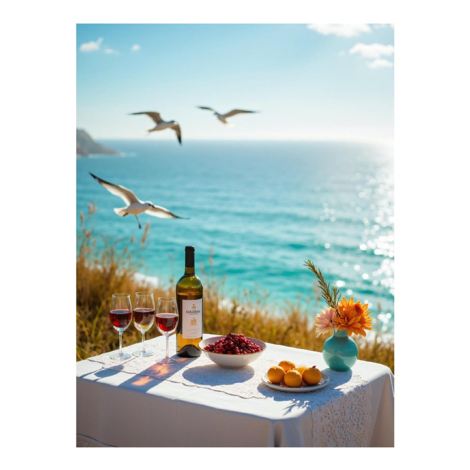 Diamond Art Kits for Adults - 5d Seaside Picnic Wine Citrus Scene ...